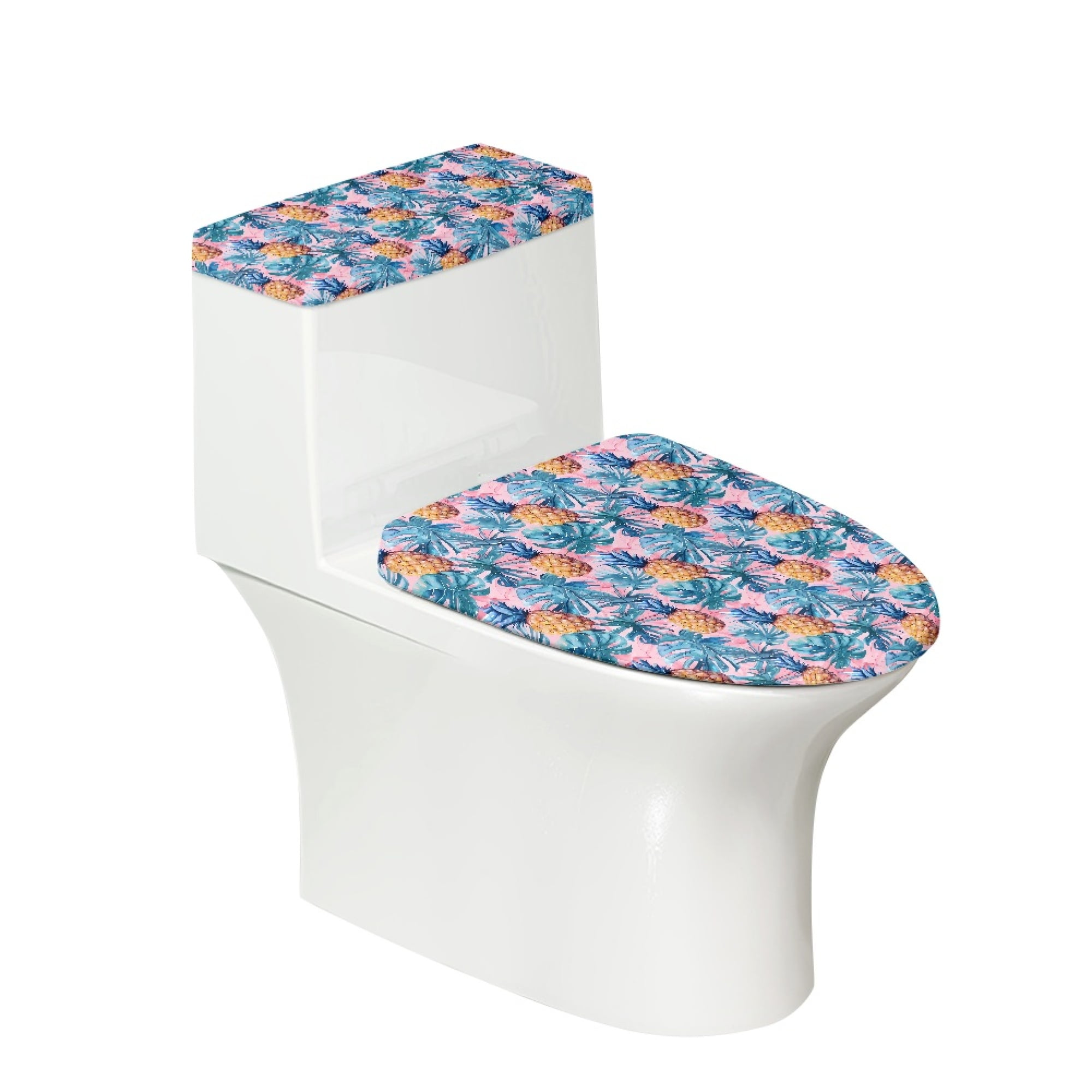 FORUDESIGNS Pineapple Pattern 2 Pcs Toilet Lid Cover and Toilet Tank ...