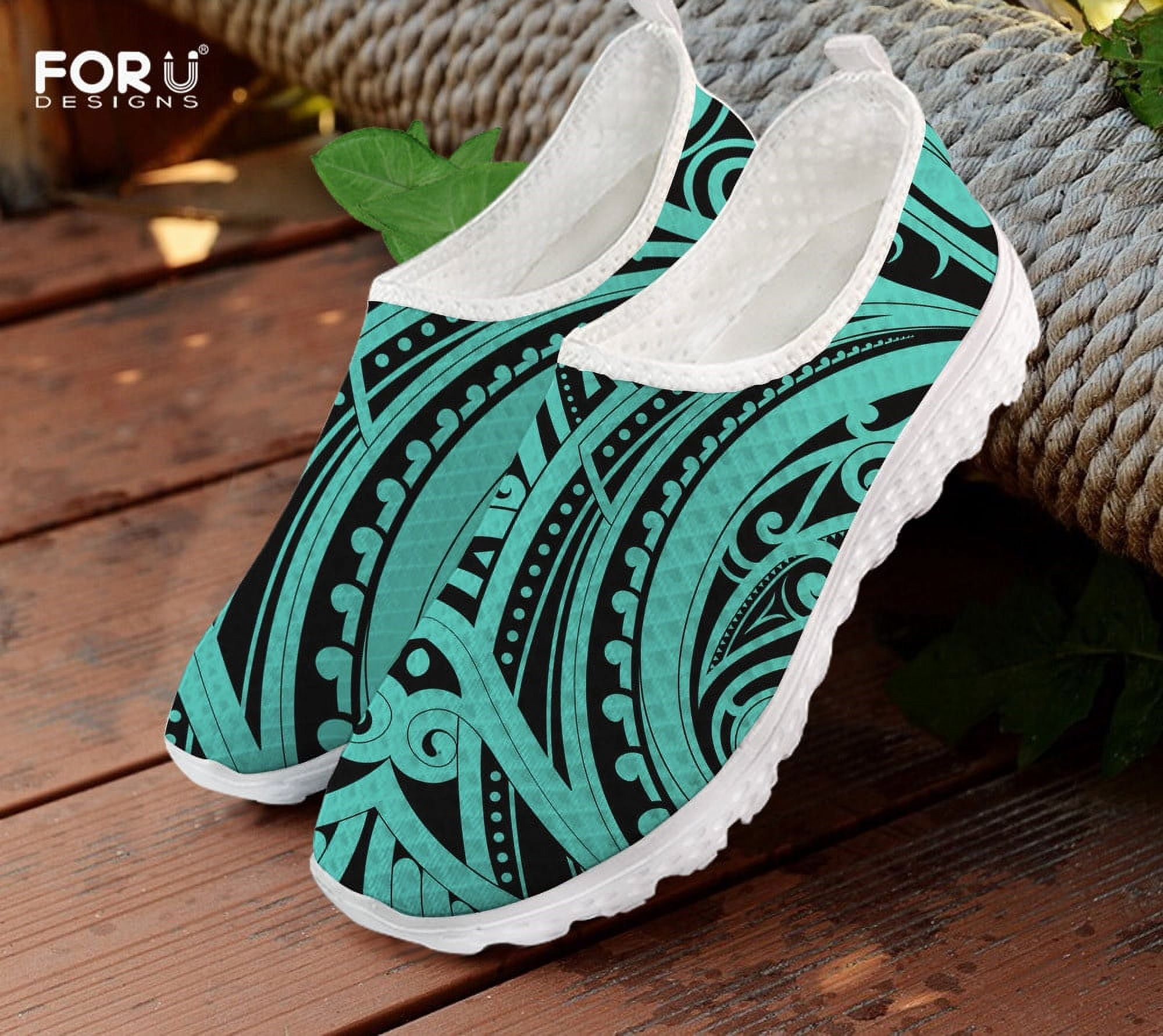 FORUDESIGNS Summer Women Flats Shoes Maori Tribal Tattoo Pattern Air ...