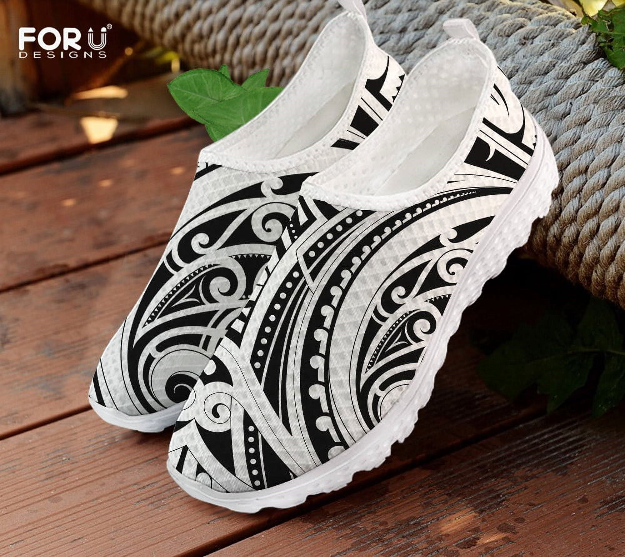 FORUDESIGNS Summer Women Flats Shoes Maori Tribal Tattoo Pattern Air ...