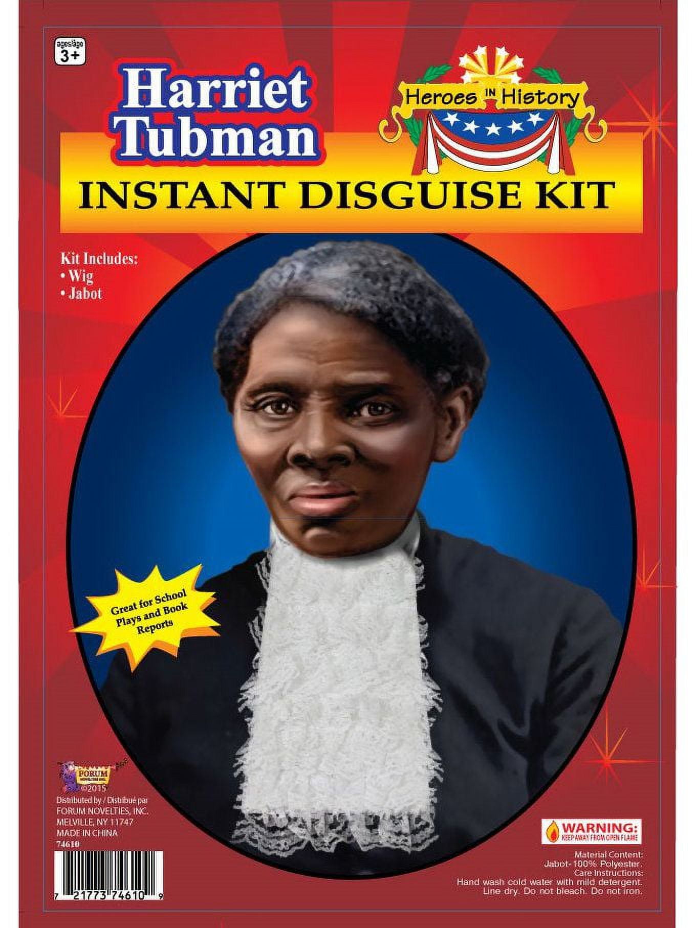 FORUM Harriet Tubman Fancy-Dress Costume for Adults with Jabot and Wig ...