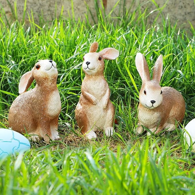 FORUP Bunny Rabbit Garden Statue, Easter Bunny Statue, Resin Outdoor ...