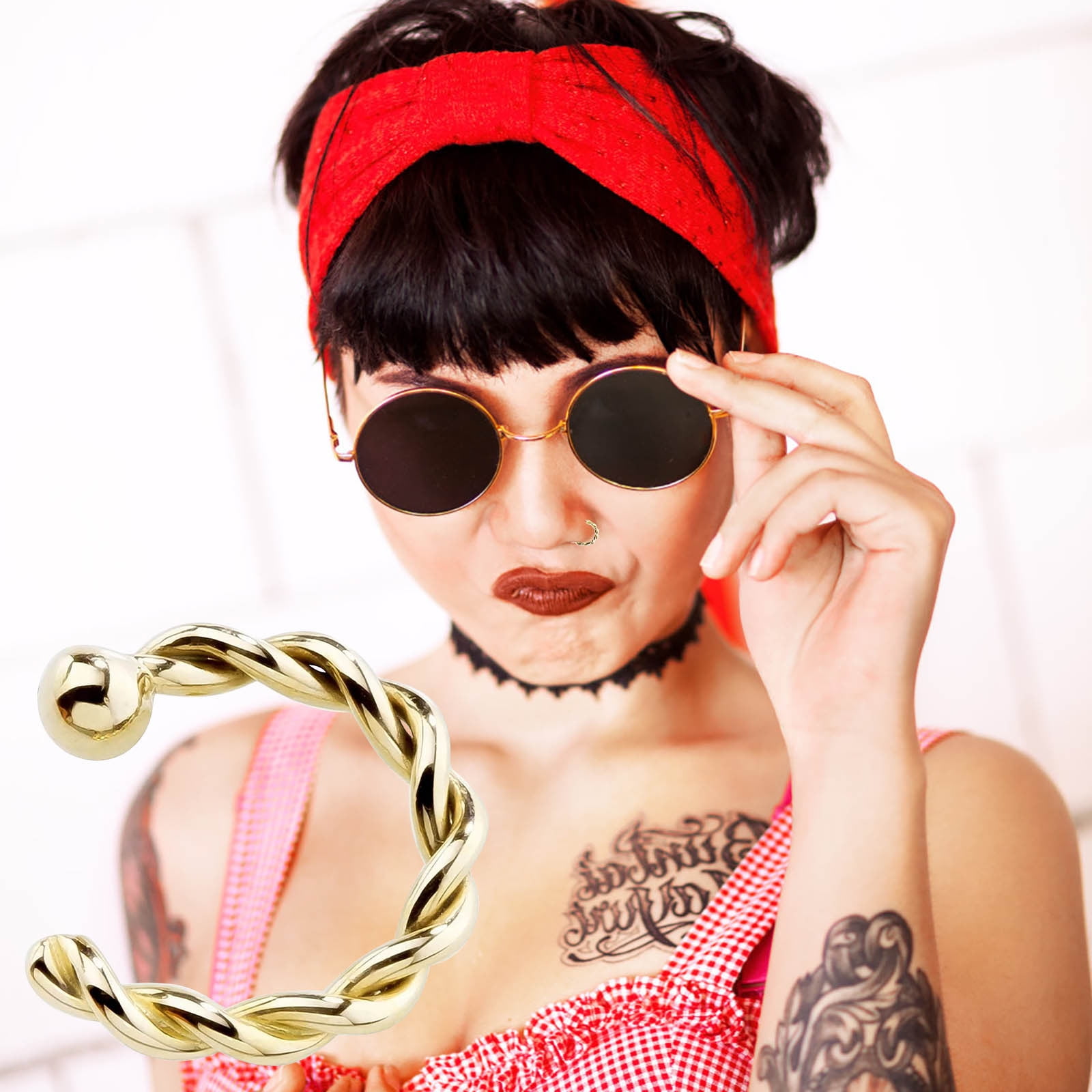 FORYULIK Double Nostril Piercing Chain Twisted Rope Nose Ring Twisted ... FORYULIK Double Nostril Piercing Chain Twisted Rope Nose Ring Twisted ...
