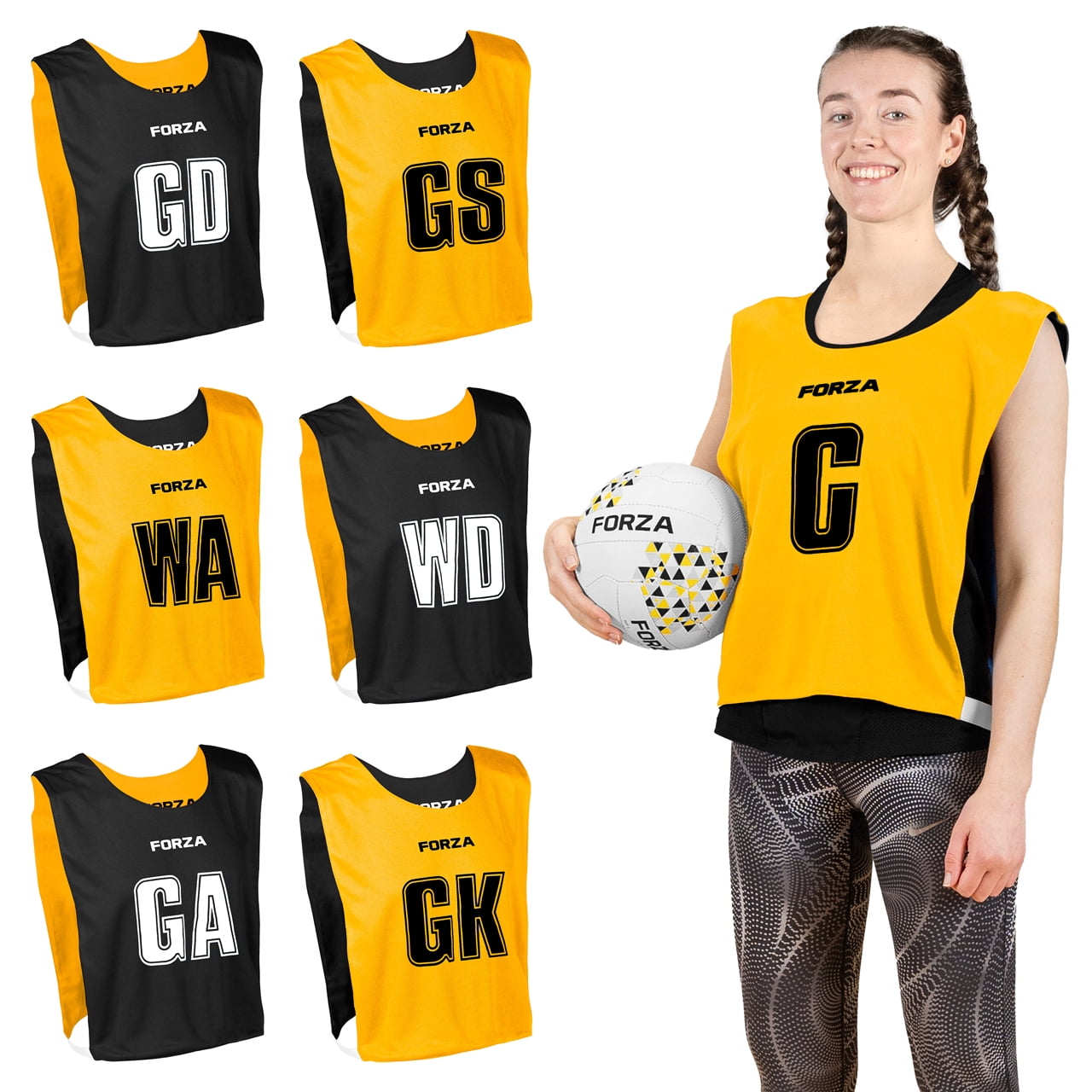 FORZA Reversible Netball Bibs – Dual-Color Team Bibs with Official ...