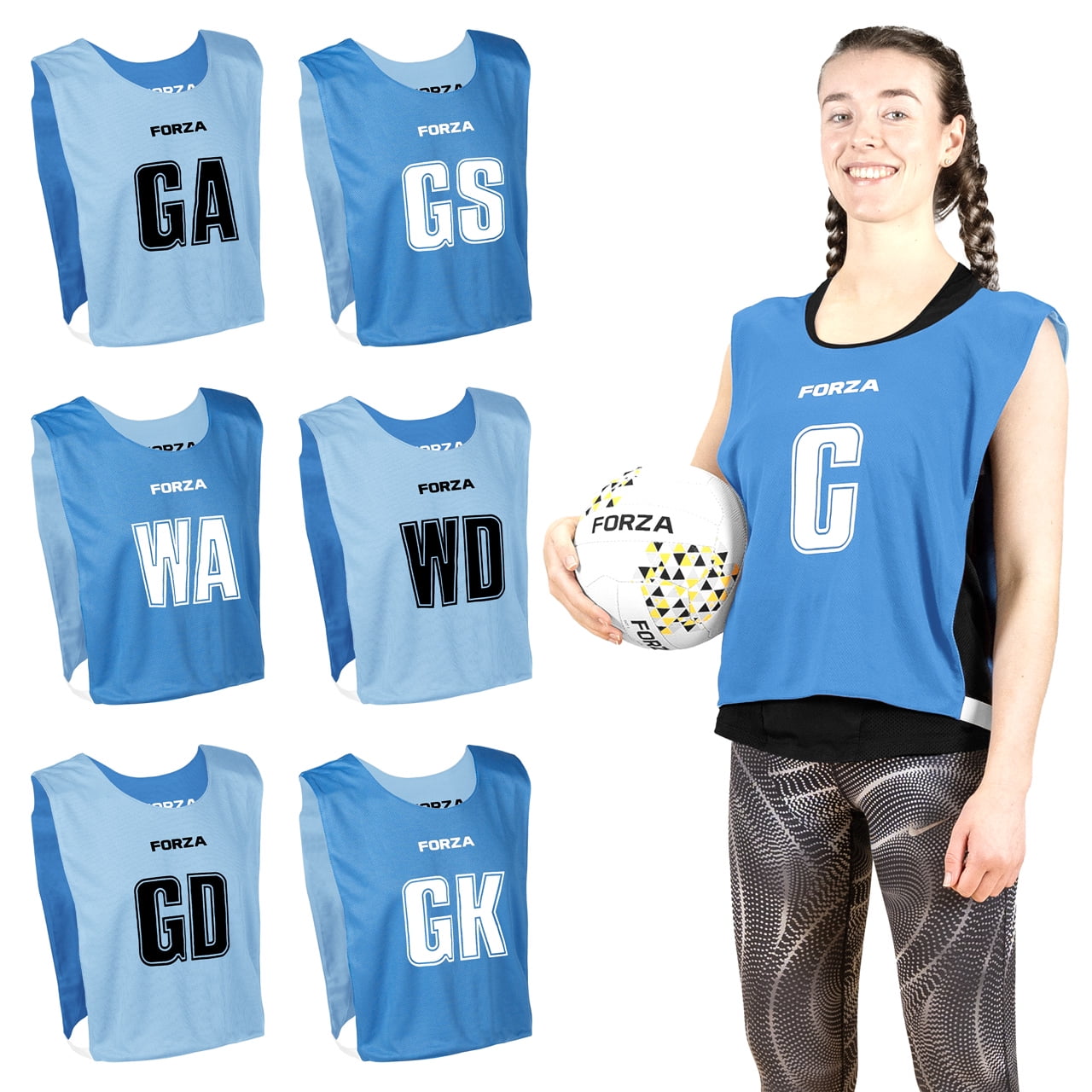 FORZA Reversible Netball Bibs – Dual-Color Team Bibs with Official ...