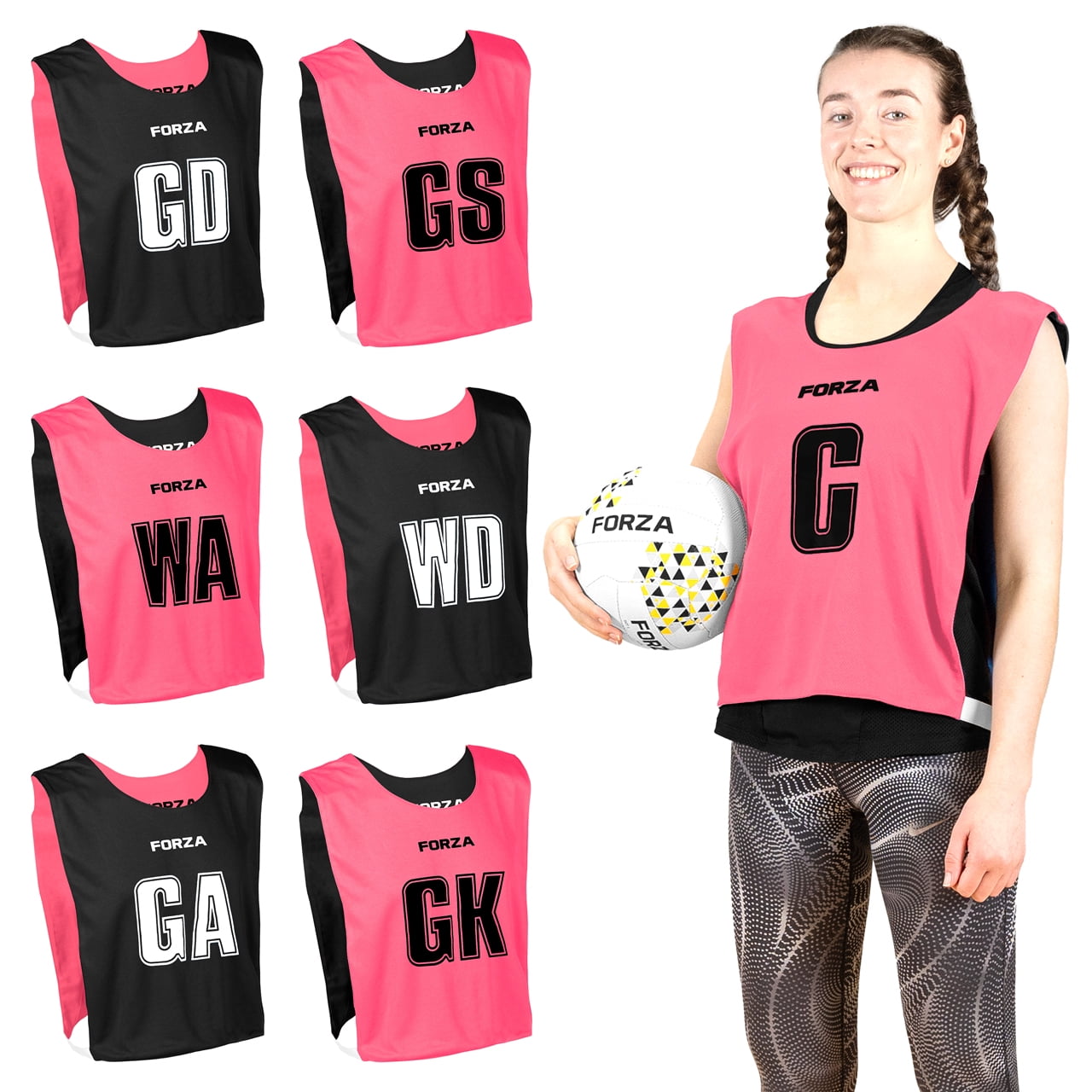 FORZA Reversible Netball Bibs – Dual-Color Team Bibs with Official ...