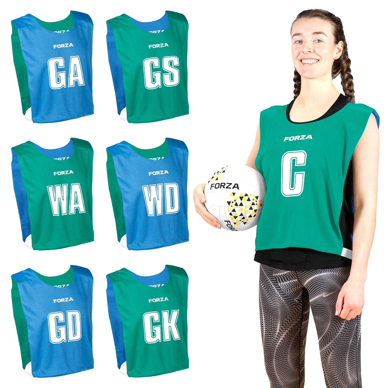 FORZA Reversible Netball Bibs – Dual-Color Team Bibs with Official ...