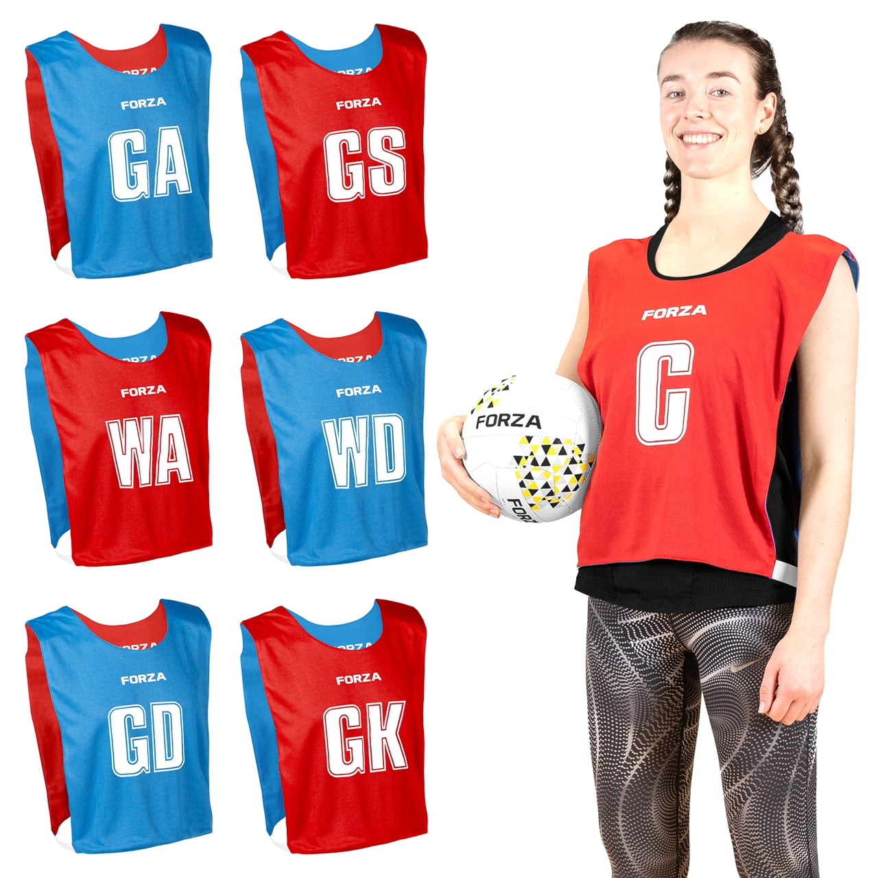 FORZA Reversible Netball Bibs – Dual-Color Team Bibs with Official ...