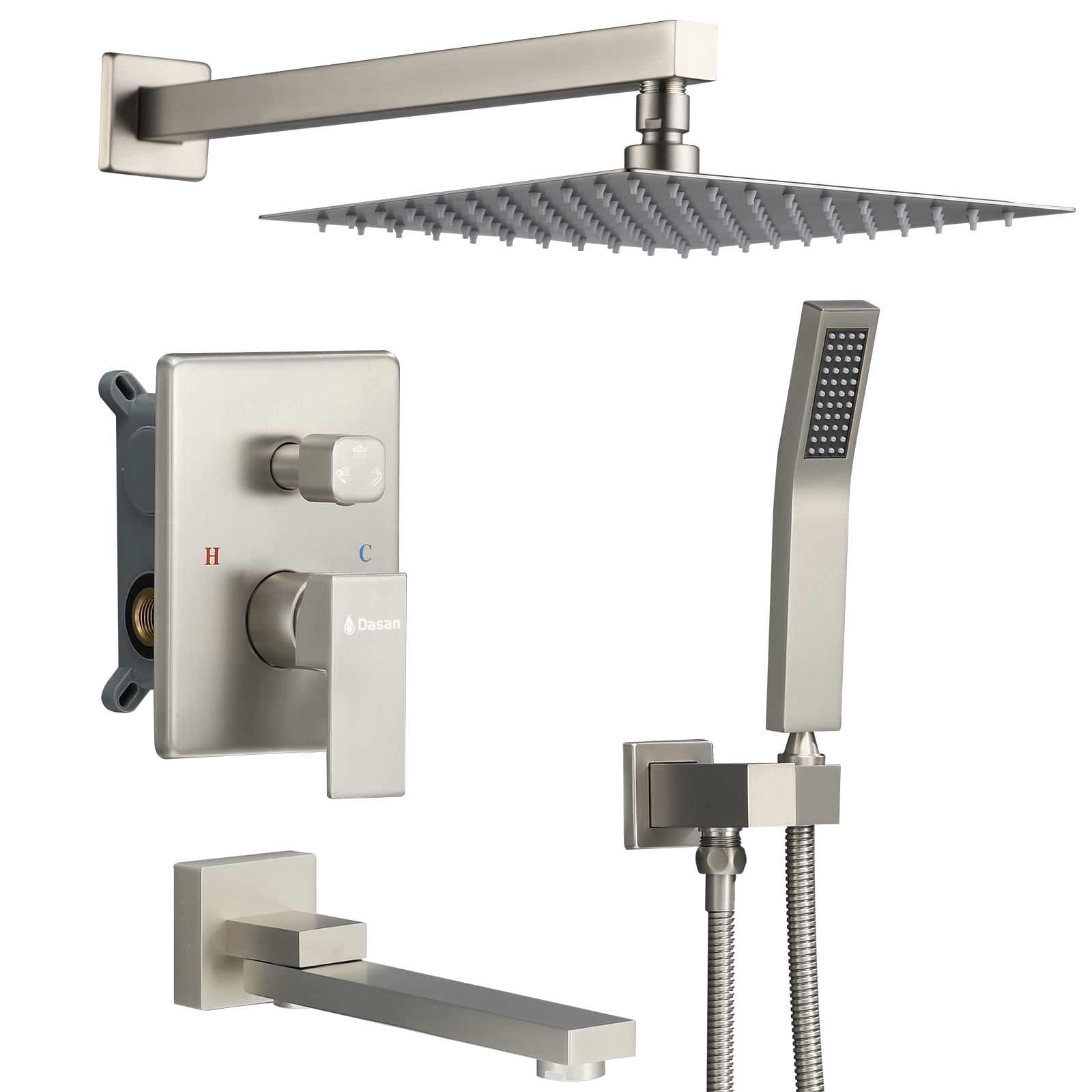 FOSES Brass Brushed Nickel Tub Shower Faucet - Walmart.com