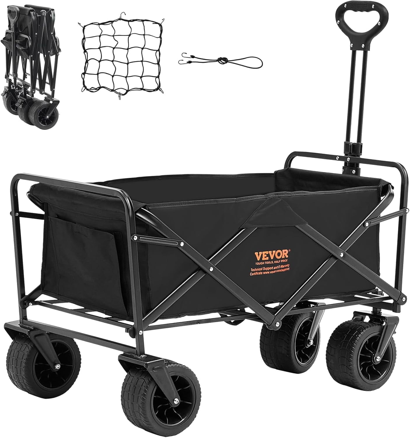 FOSH 350lbs Collapsible Foldable Wagon Cart, Heavy Duty Foldable ...