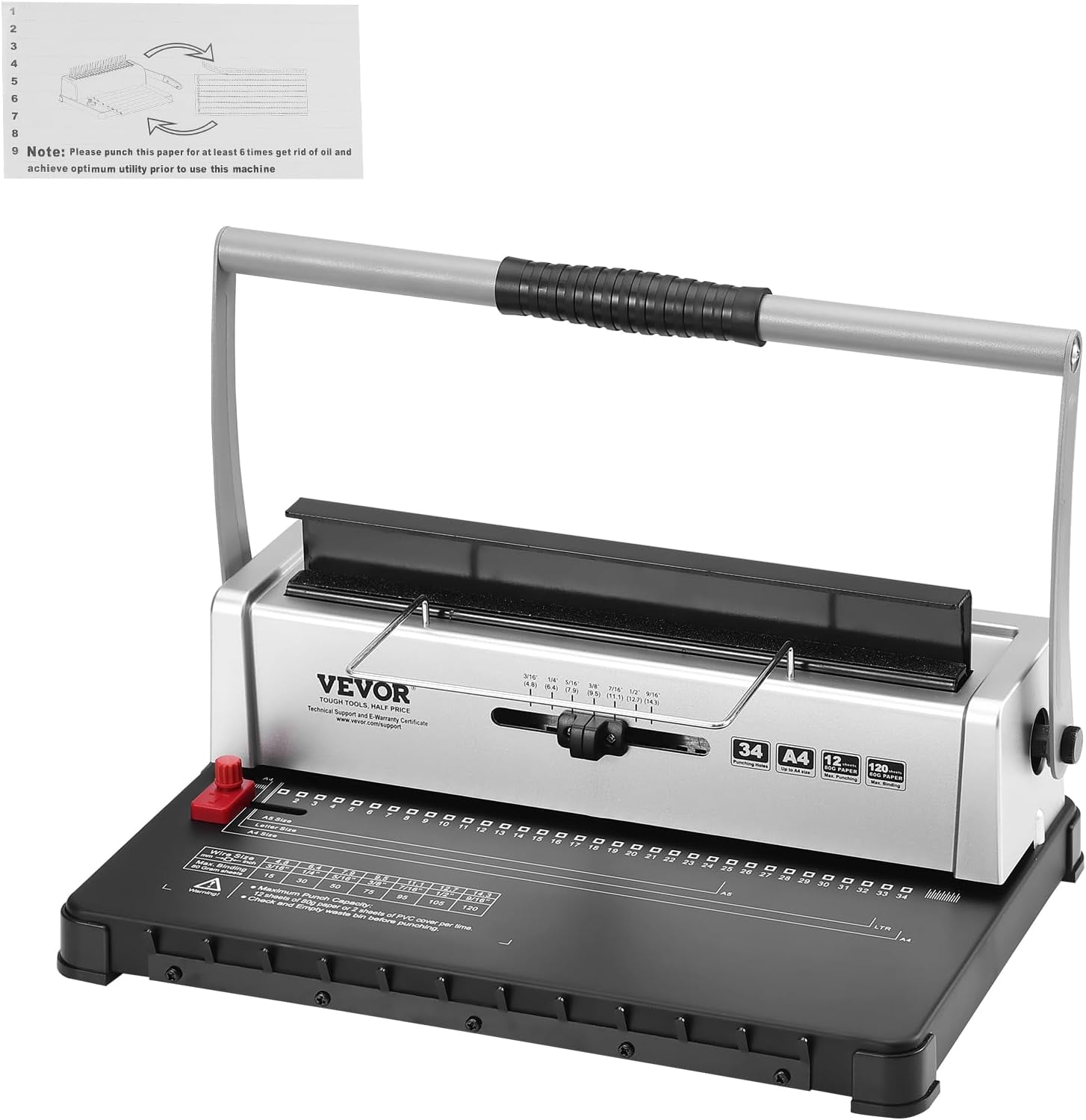 FOSH Coil Spiral Binding Machine, Manual Book Maker 34-Holes Binding ...