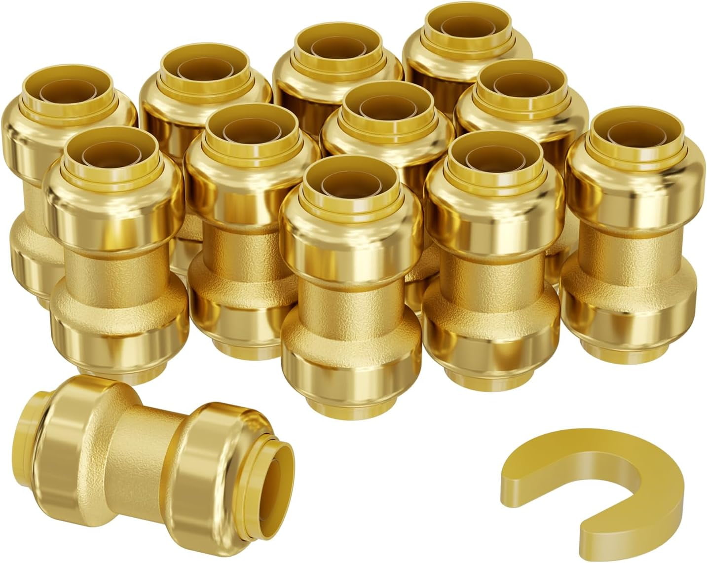 FOSH Pipe Fittings, 1/2" 12PCS Brass Pipe Fittings, Straight-Through ...