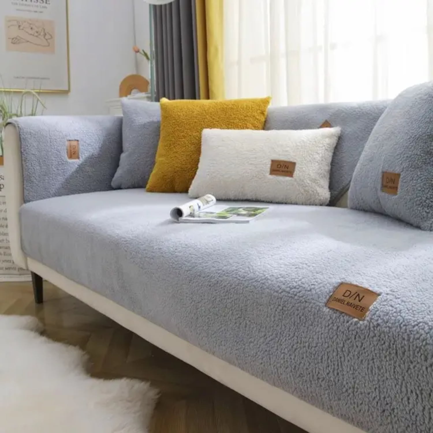 FOSNLJI Soft Plush Soild Color Sofa Covers - Stylish and Cozy Couch ...