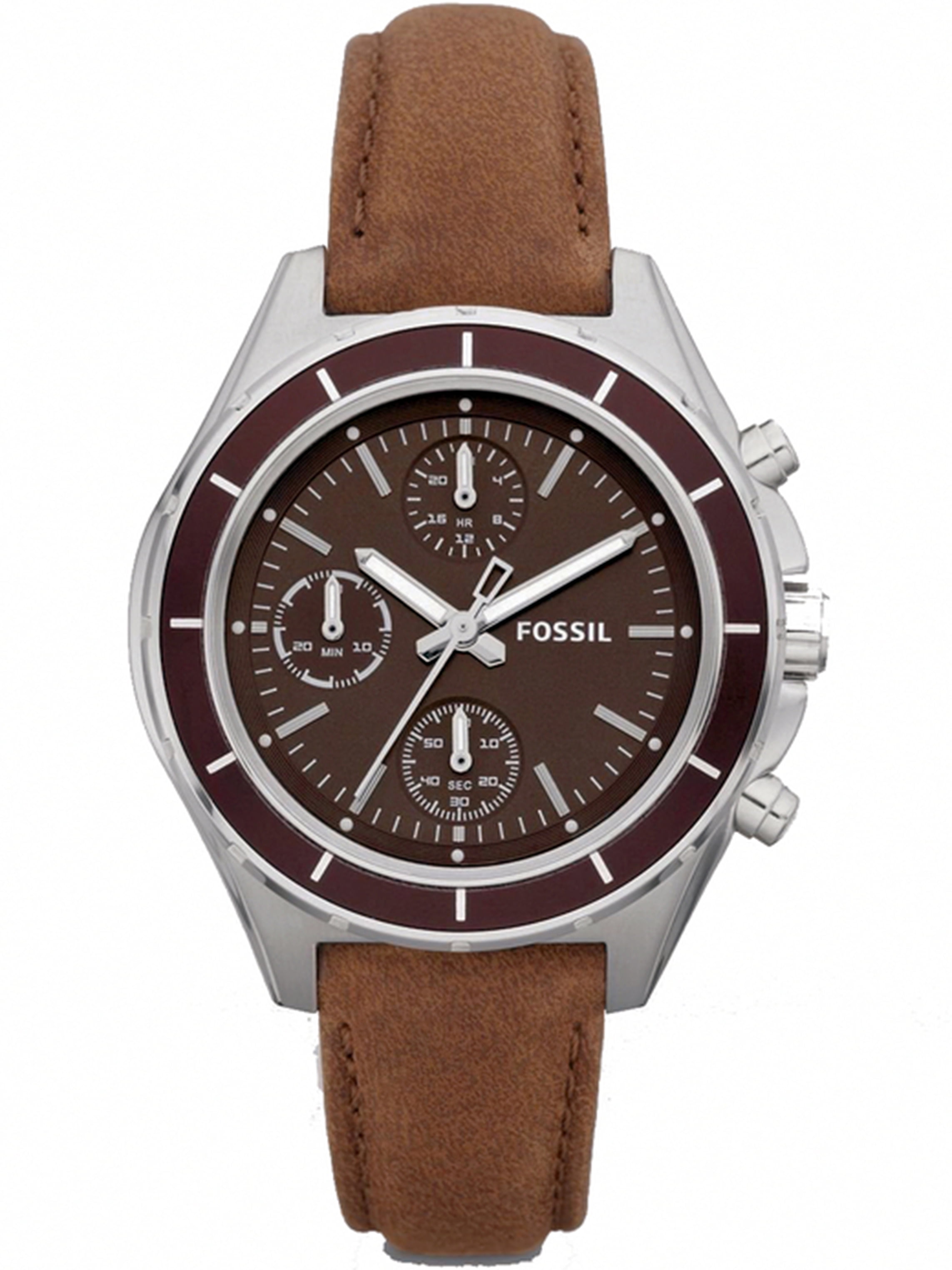 FOSSIL CH2829,Ladies Chronograph,Stainless Steel case,Leather strap ...