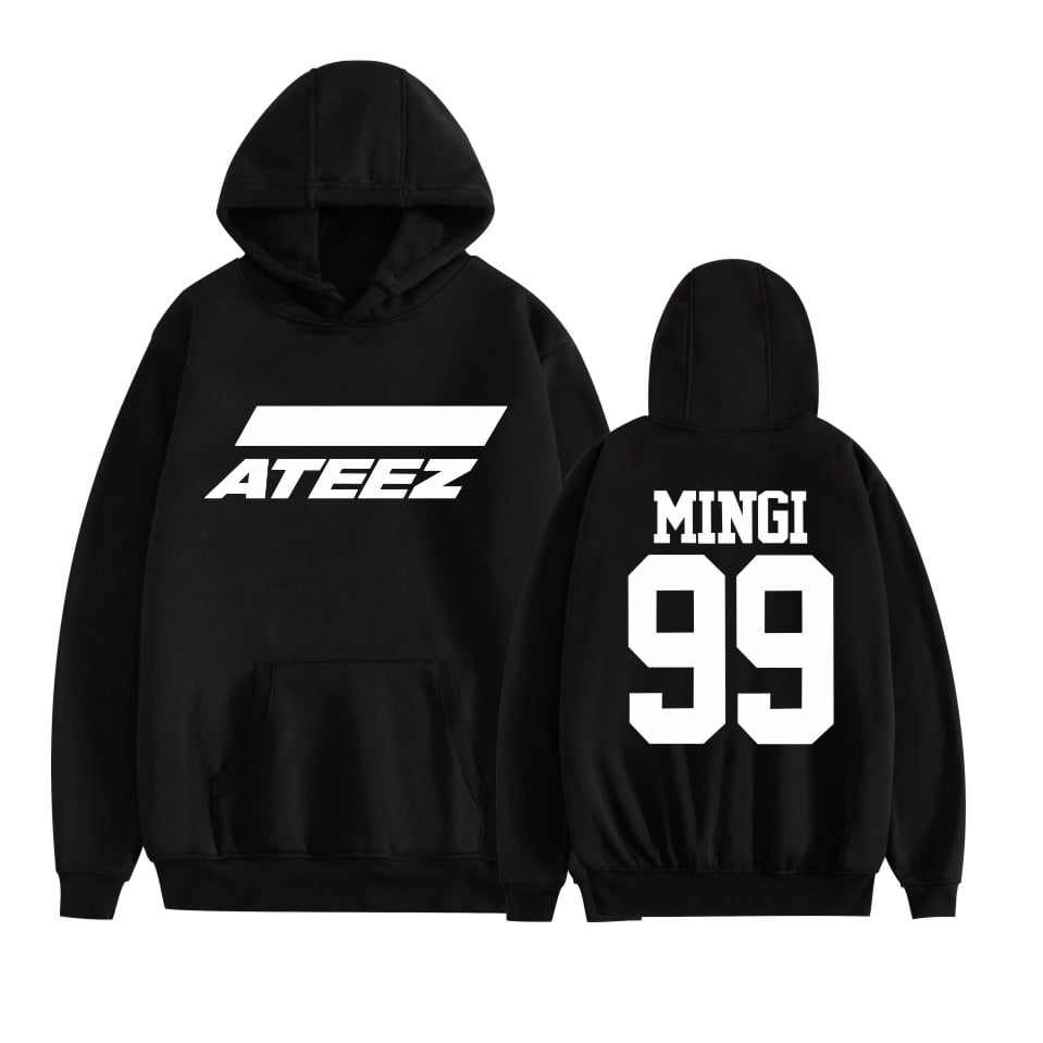 FOSSKOS ATEEZ Trendy Merch Hoodie Mingi 99 Logo Long Sleeve Shirts For ...