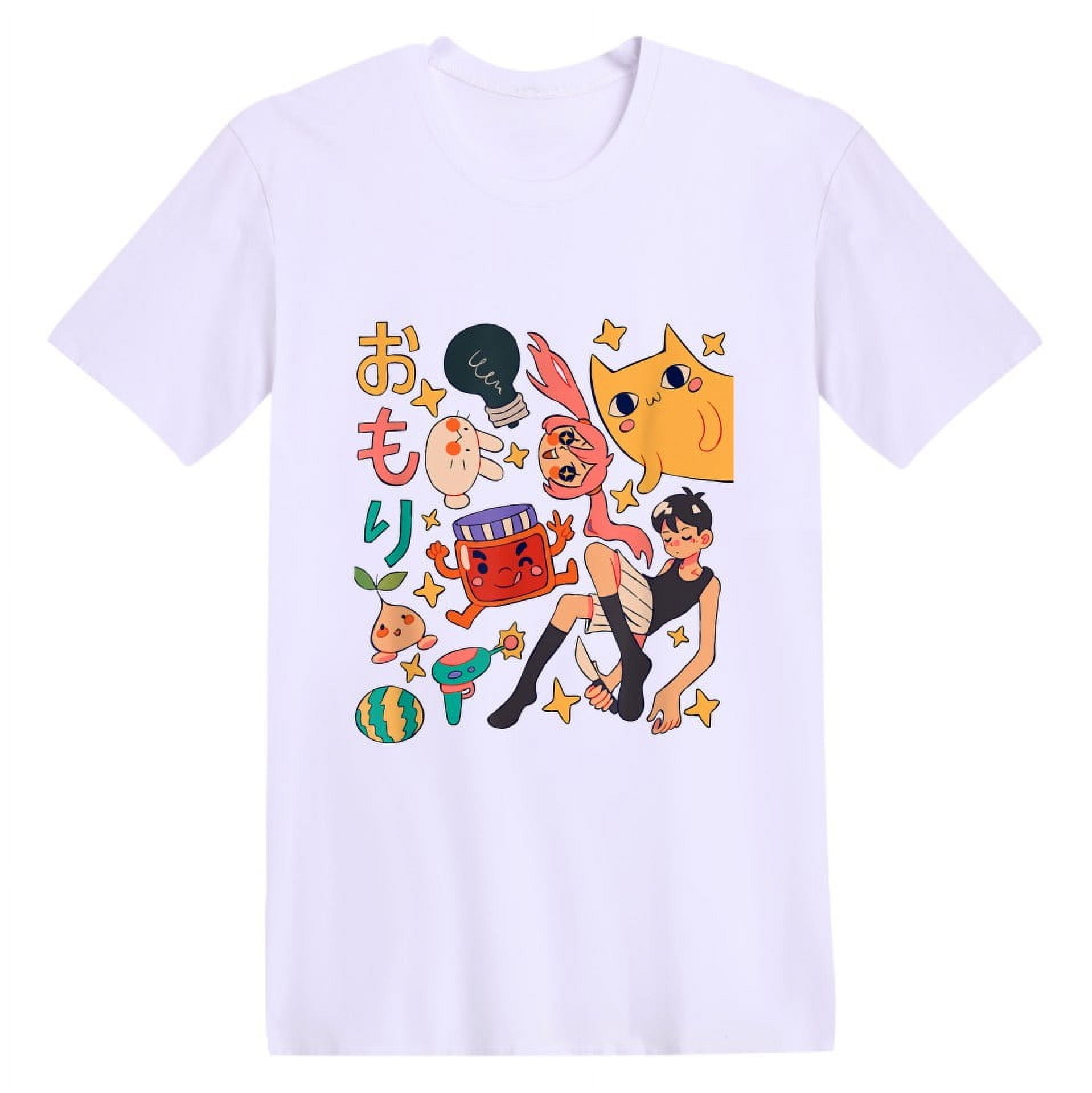 FOSSKOS Omori Cute Cartoon print Comfort Short-Sleeve For Men And Women ...