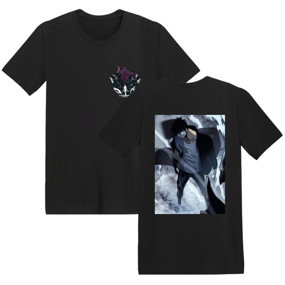 FOSSKOS Solo Leveling T-Shirt Unisex Short Sleeve Crew Neck Cotton Tee Cosplay Plus Size New ...