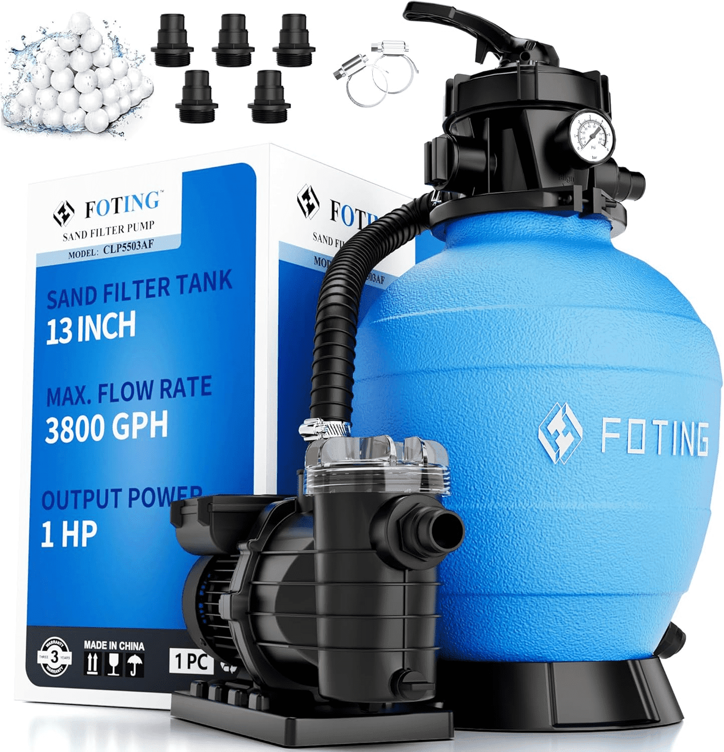 FOTING Sand Filter Pump for Above Ground Pool, Pool Sand Filter with ...
