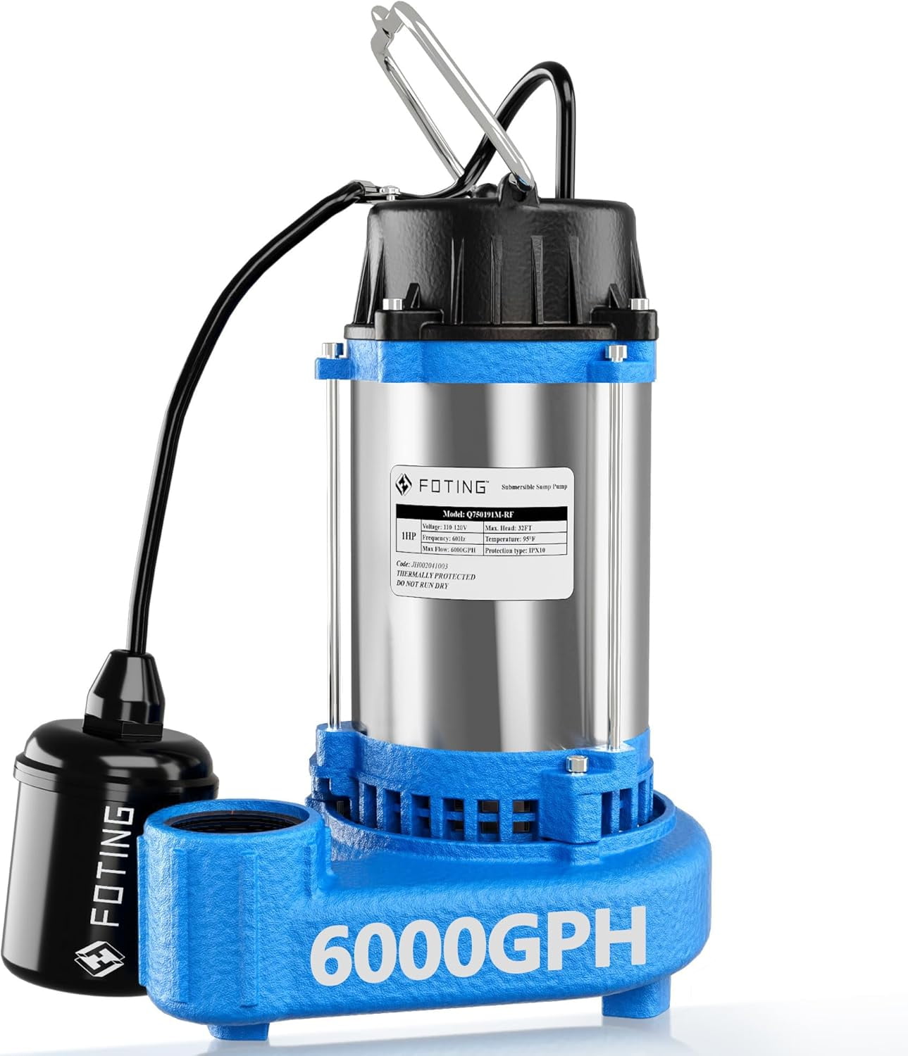 FOTING Sump Pump Submersible Sewage/Effluent Pump - Heavy Duty Cast ...