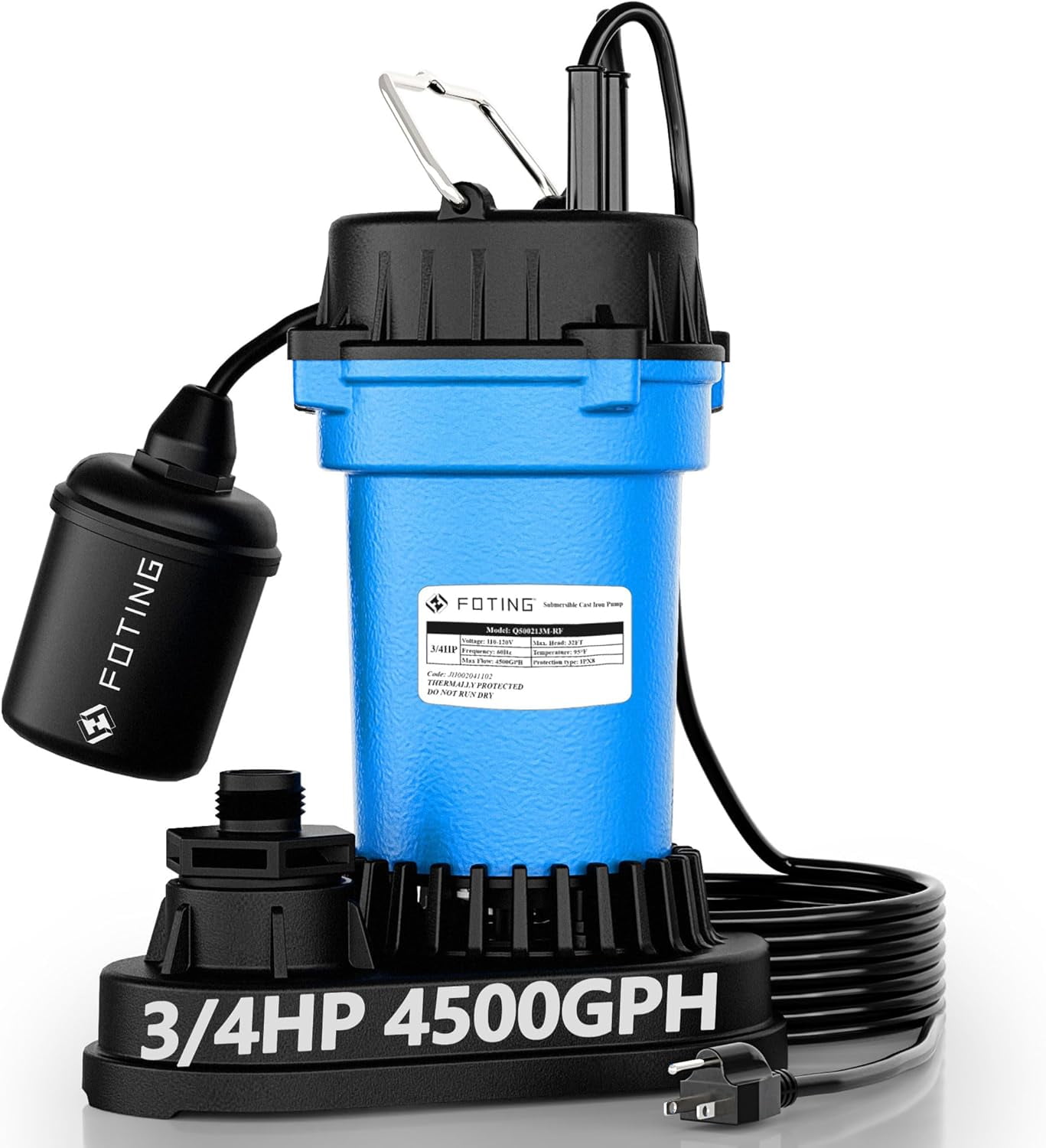 FOTING Sump Pump Submersible Sewage/Effluent Pump - Heavy Duty Cast ...