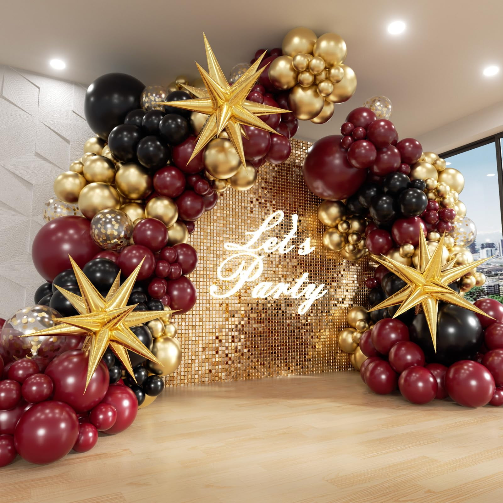 FOTIOMRG Burgundy Balloon FEV6 Arch Garland Kit with Burgundy Maroon ...