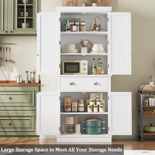FOTOSOK 72" Utility Pantry Storage Cabinets for Kitchen, Dining Room ...