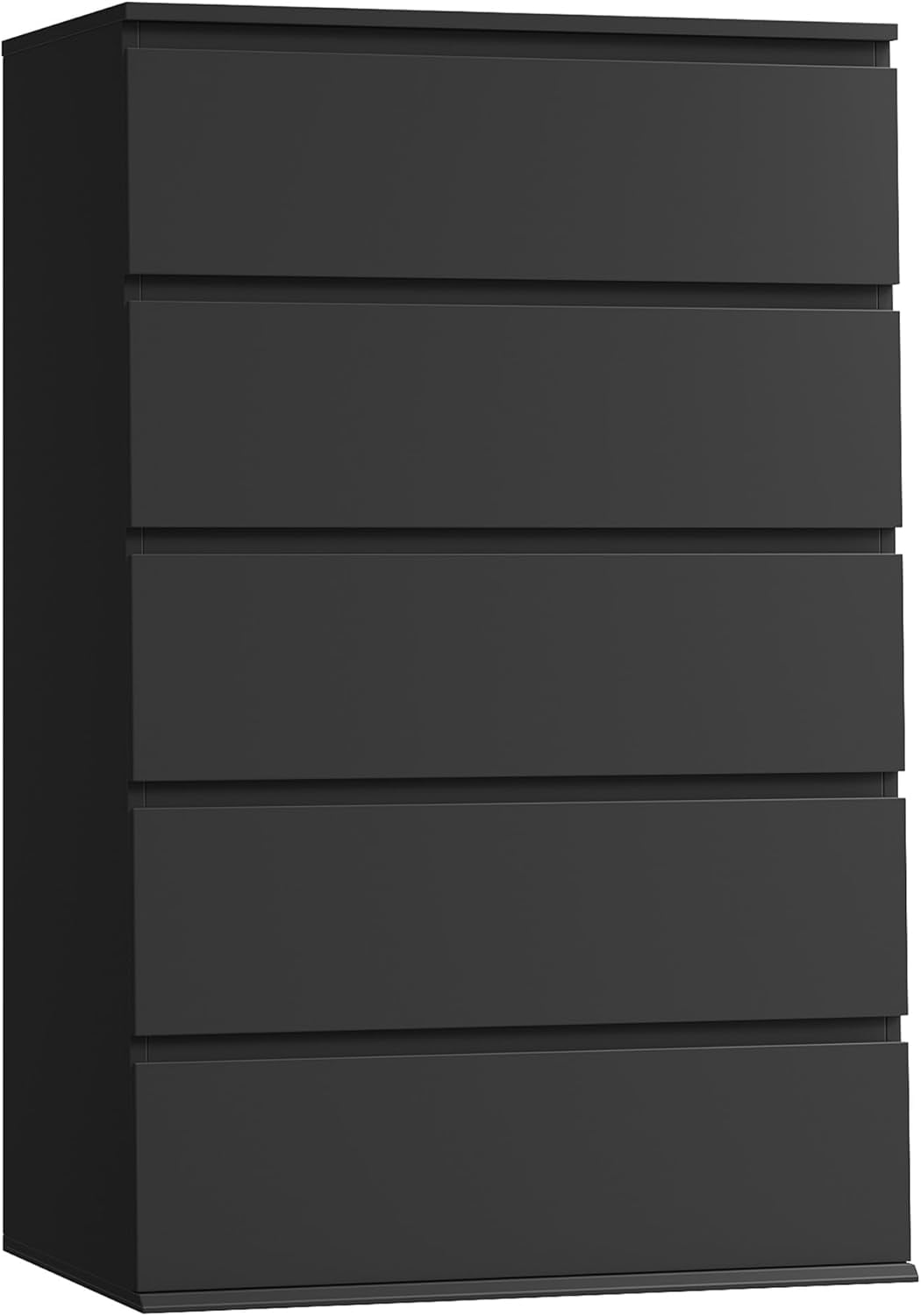 FOTOSOK Black Dresser, 5 Drawer Dresser Tall Black Drawer with Large Storage Space, Modern Chest ...