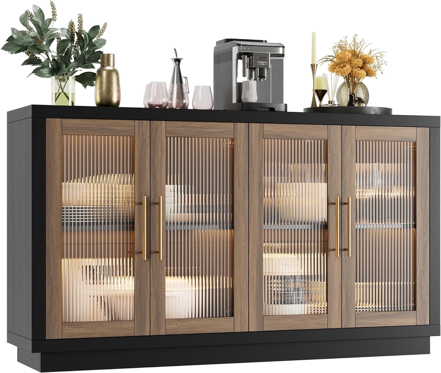 FOTOSOK Buffet Cabinet with Storage, 55.1" Large Sideboard Buffet Table, Modern Sideboard ...