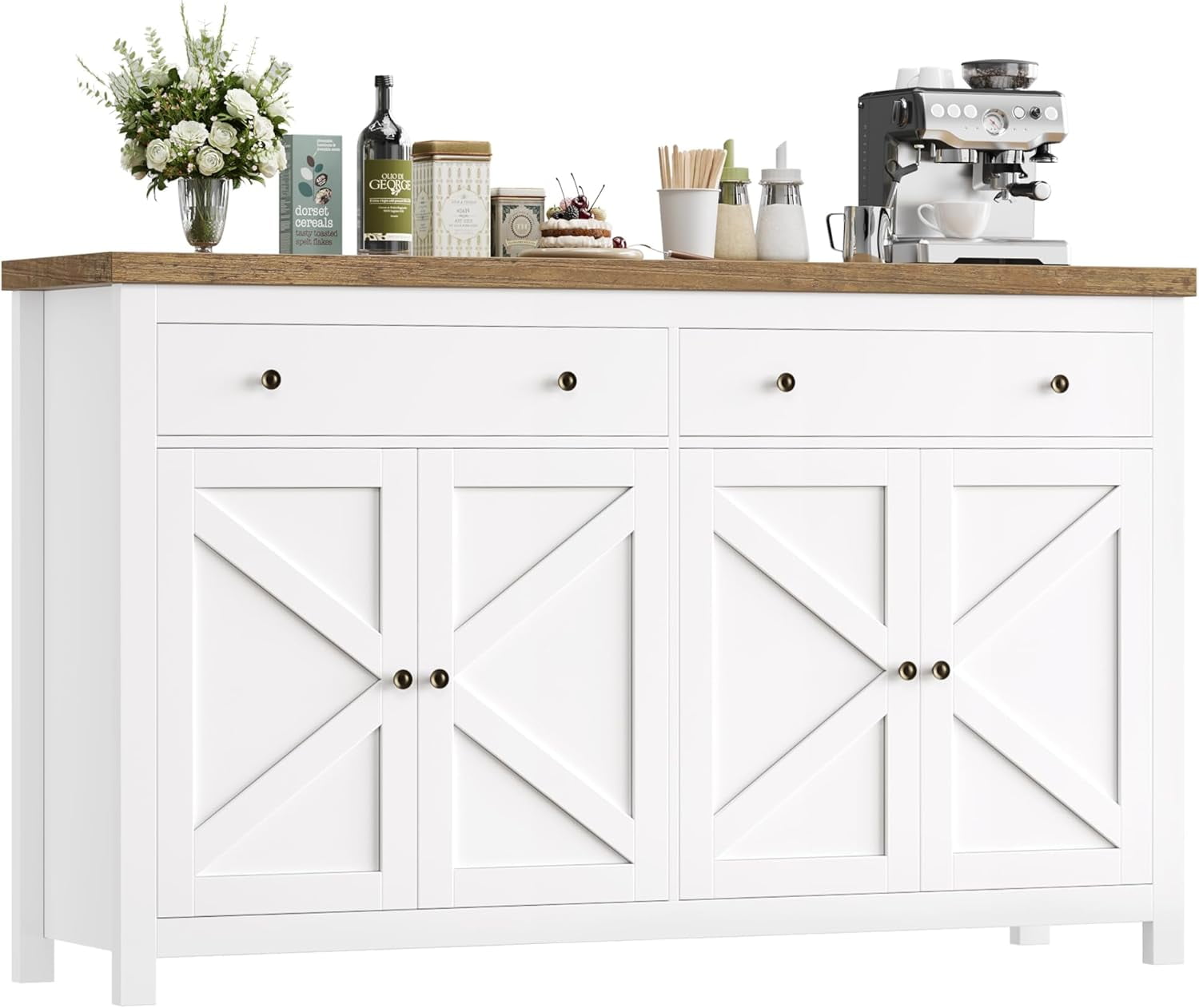 FOTOSOK Sideboard Buffet Cabinet with Storage, 55.1" Large Buffet ...