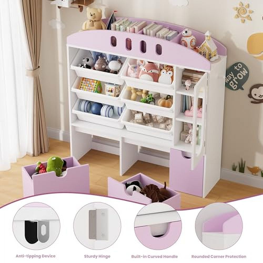 FOTOSOK Toy Organizers and Storage with Door, Playroom Organization ...