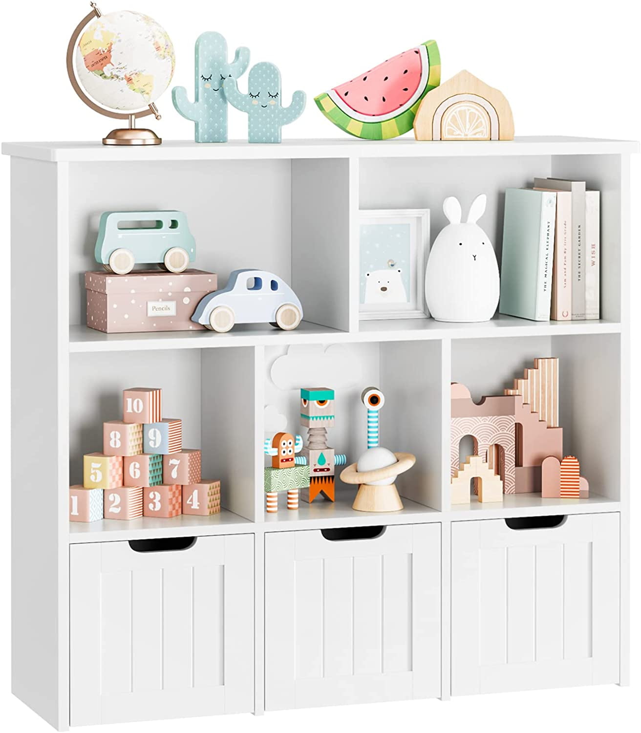 FOTOSOK Toy Storage Organizer with 3 Movable Drawers, Toy Organizer ...