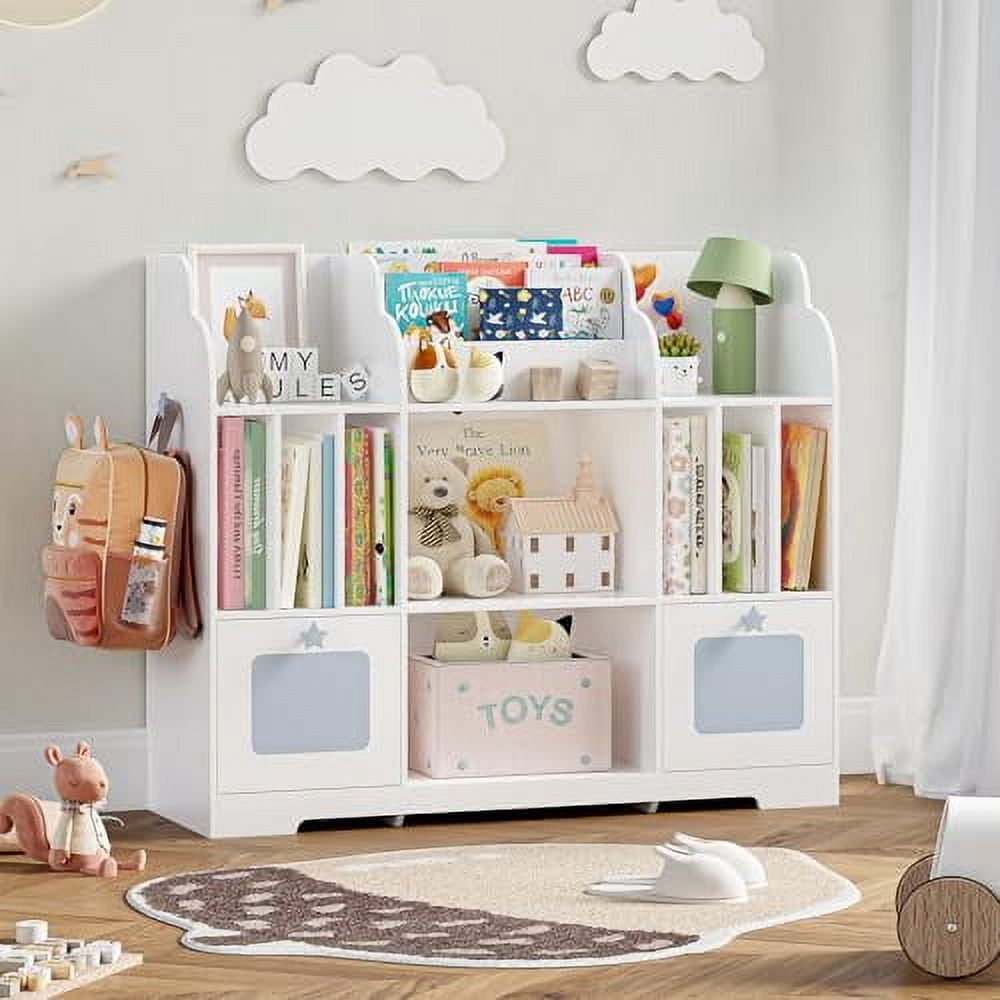 FOTOSOK Toy Storage Organizer, 46'' Toy Shelf, Bookshelf with White and ...