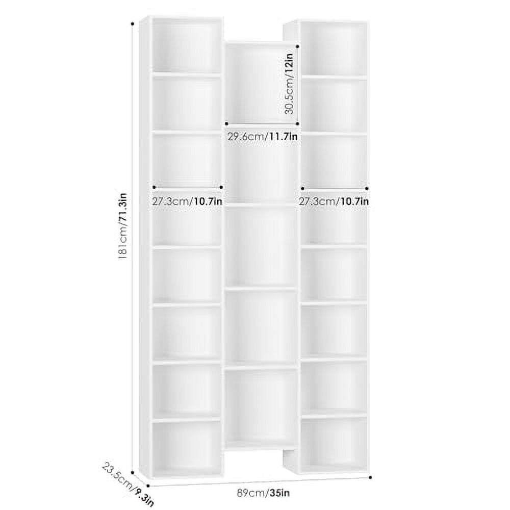 FOTOSOK Triple Wide 8 Tier Media Storage Tower Rack, 71’’ Large CD DVD ...