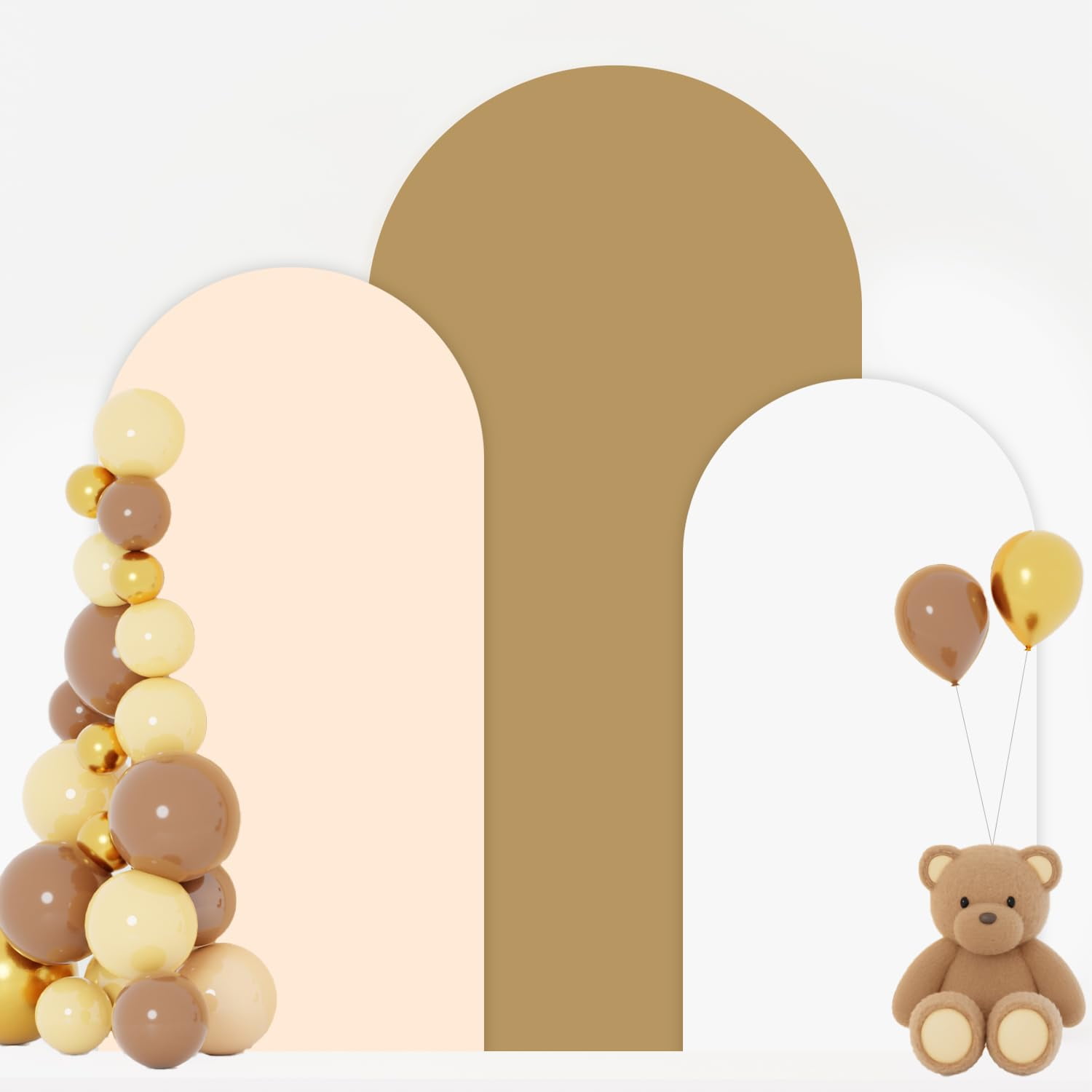 FOTSHARER Arch Covers Set of 3 Arch Backdrop Cover Brown (6FT, 5FT, 4FT ...