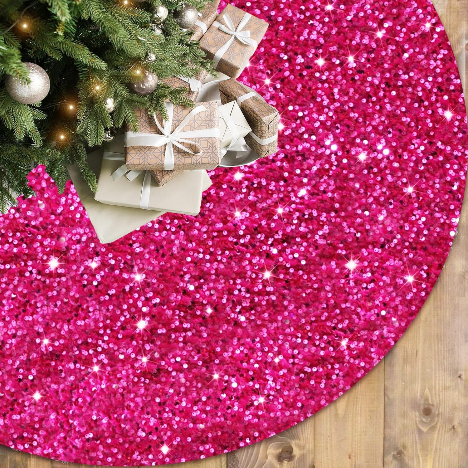 FOTSHARER Dark Green Christmas Tree Skirt – 36 Inch Velvet Sequin ...