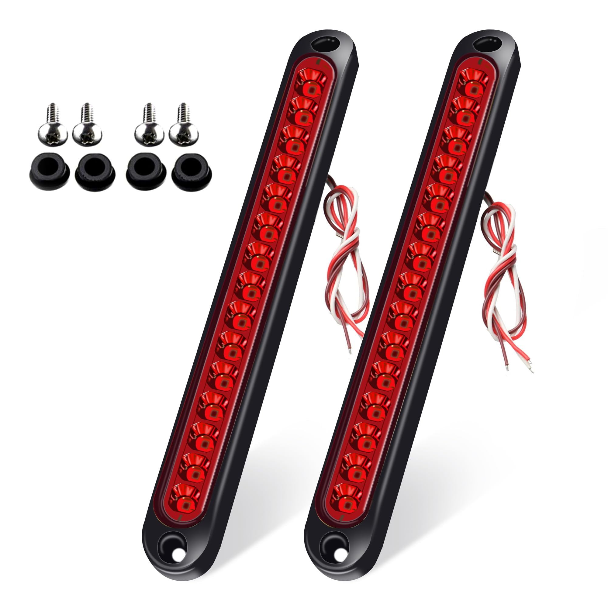FOUFLY 2pcs Red 15LEDs SSF20 Trailer Brake Tail Light Bar LED Trailer ...