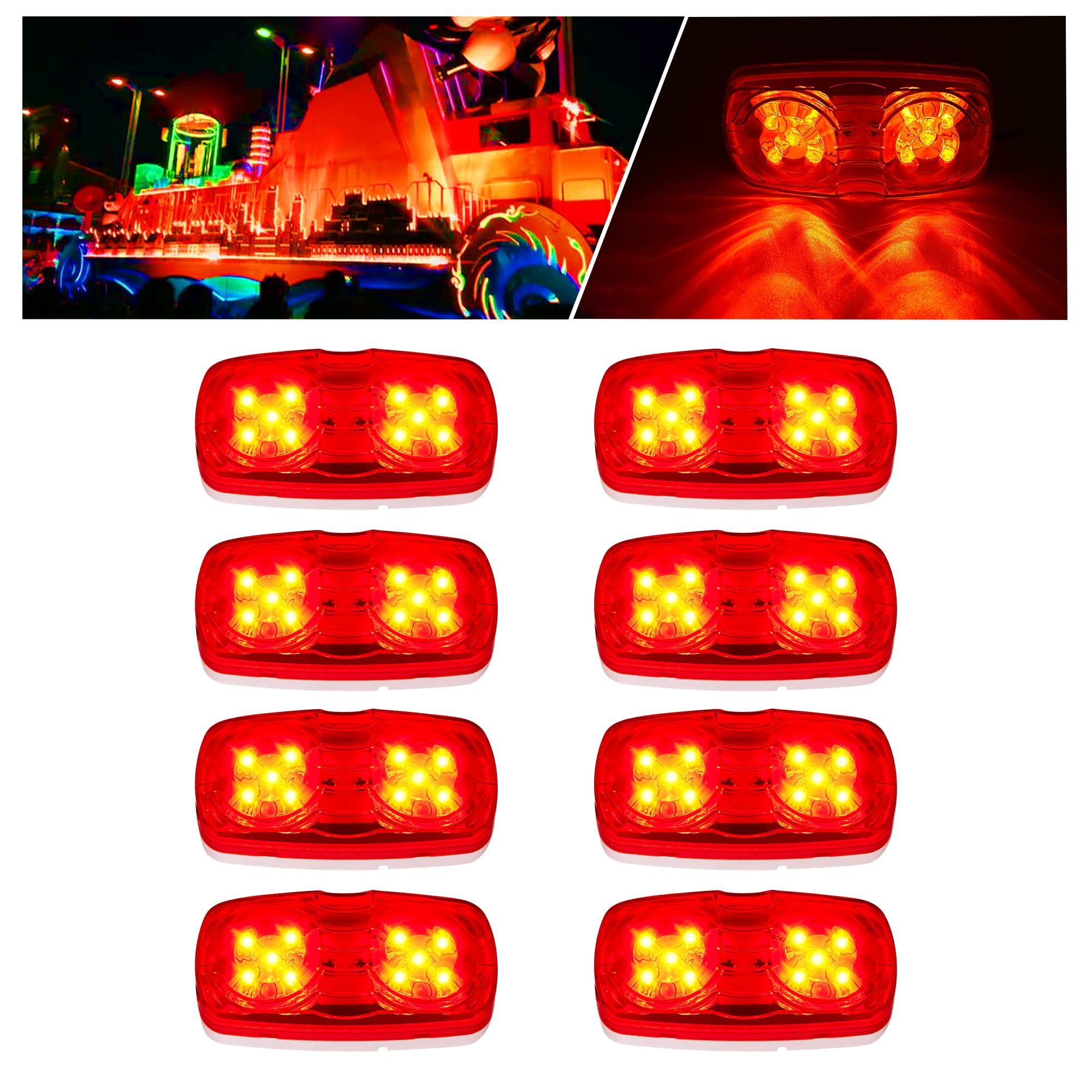 FOUFLY 8Pcs 12V LED IFF17 Trailer Light 10 LED Side Marker Light Double ...