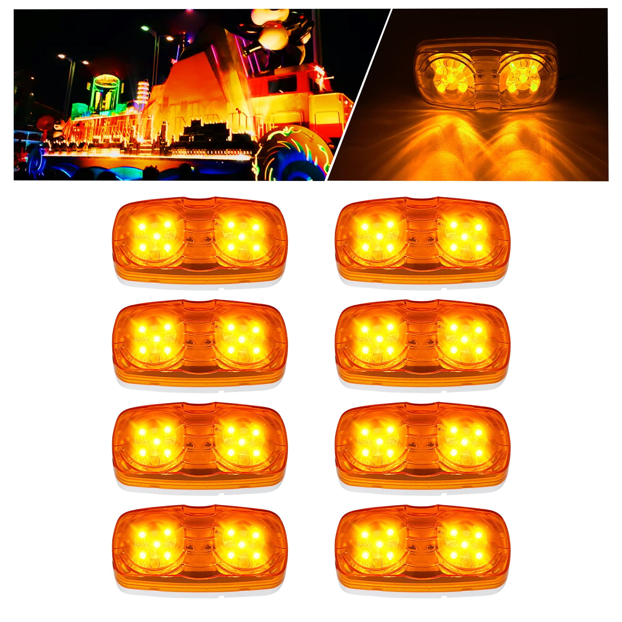 FOUFLY 8Pcs 12V LED KEF16 Trailer Light 10 LED Side Marker Light Double ...