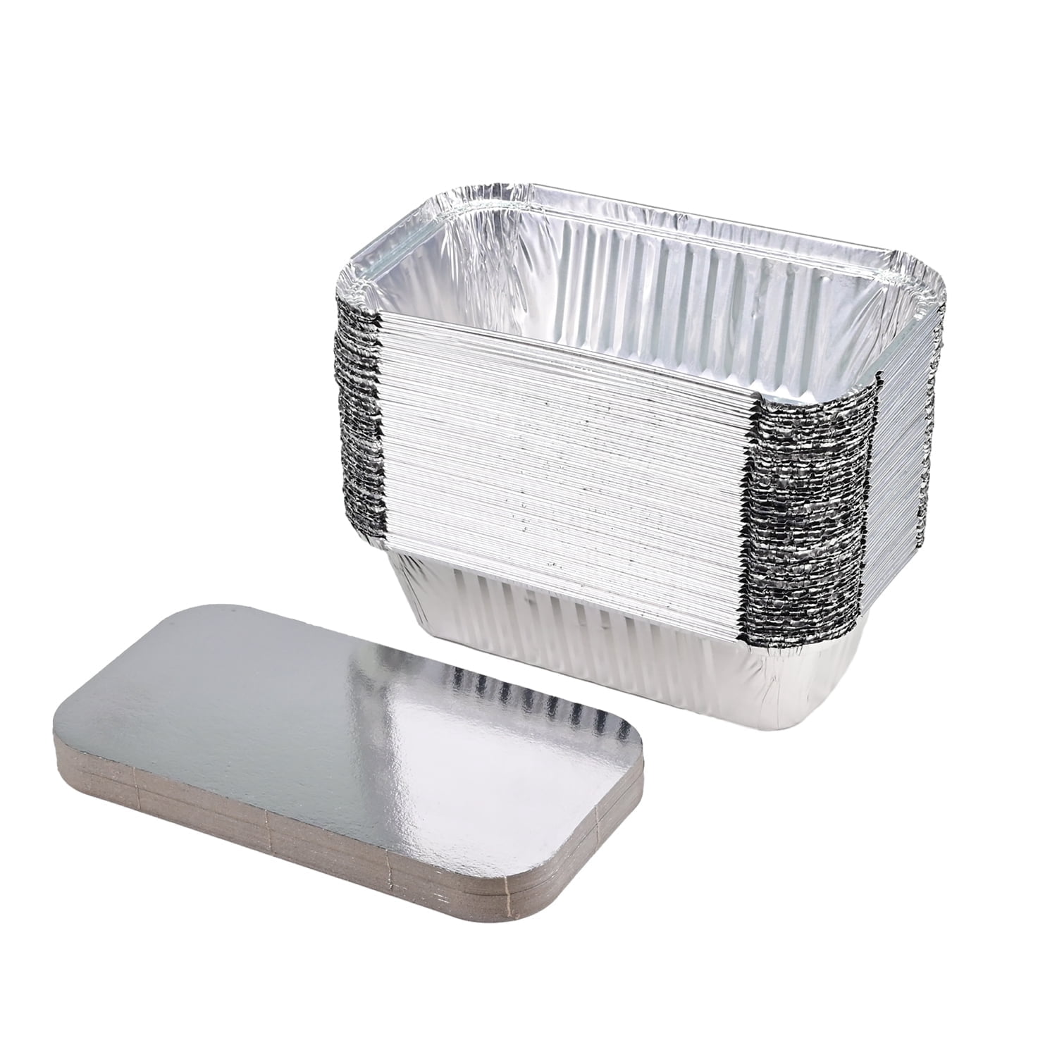 FOUKUS Aluminum Foil Bakeware with Covers, 8x4 Disposable Loaf Pans ...