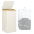 FOUKUS Large Laundry Basket with Lid, 100L Laundry Basket with Bamboo ...
