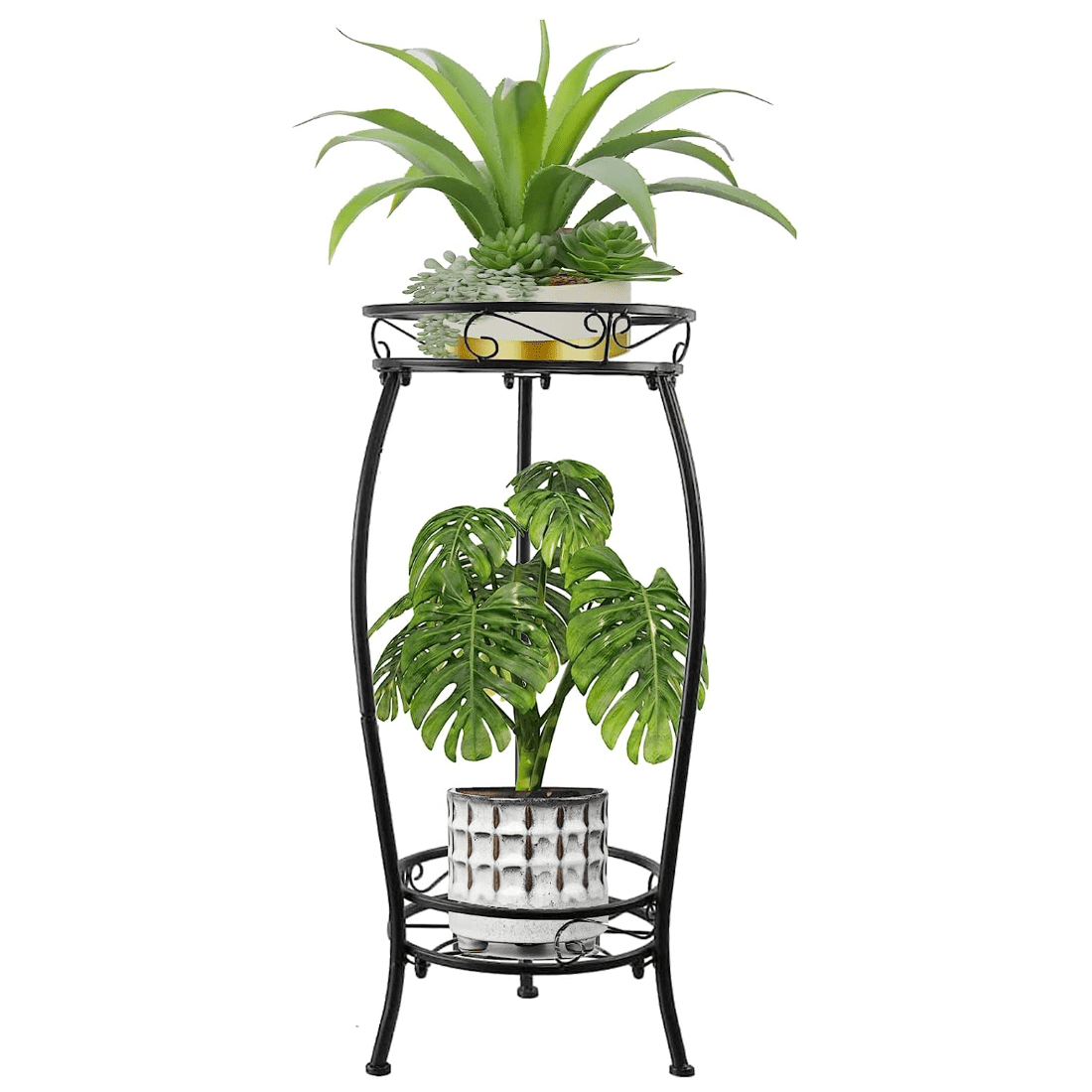 FOUKUS Plant Stand Indoor: 2 Tier Tall Metal Rust-Proof Iron Flower ...