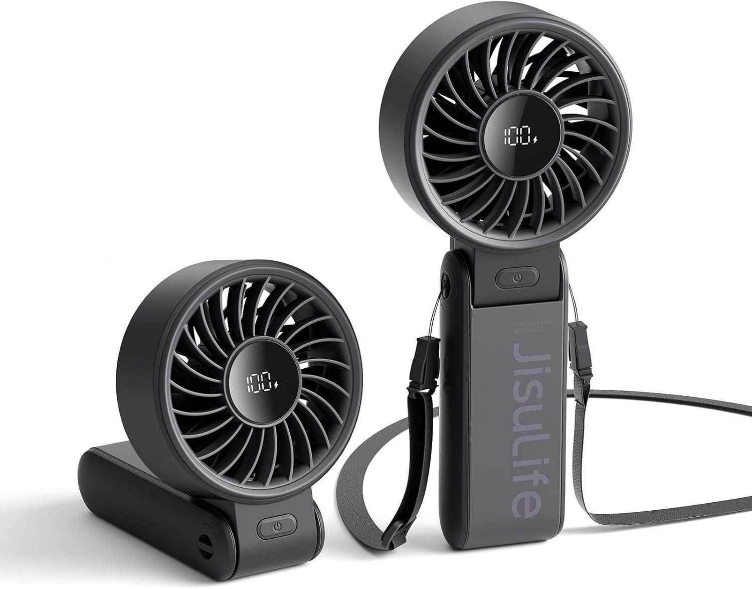 FOUKUS Powerful Portable LED Fan Black 5000mAh 19.5 Hours Cooling ...