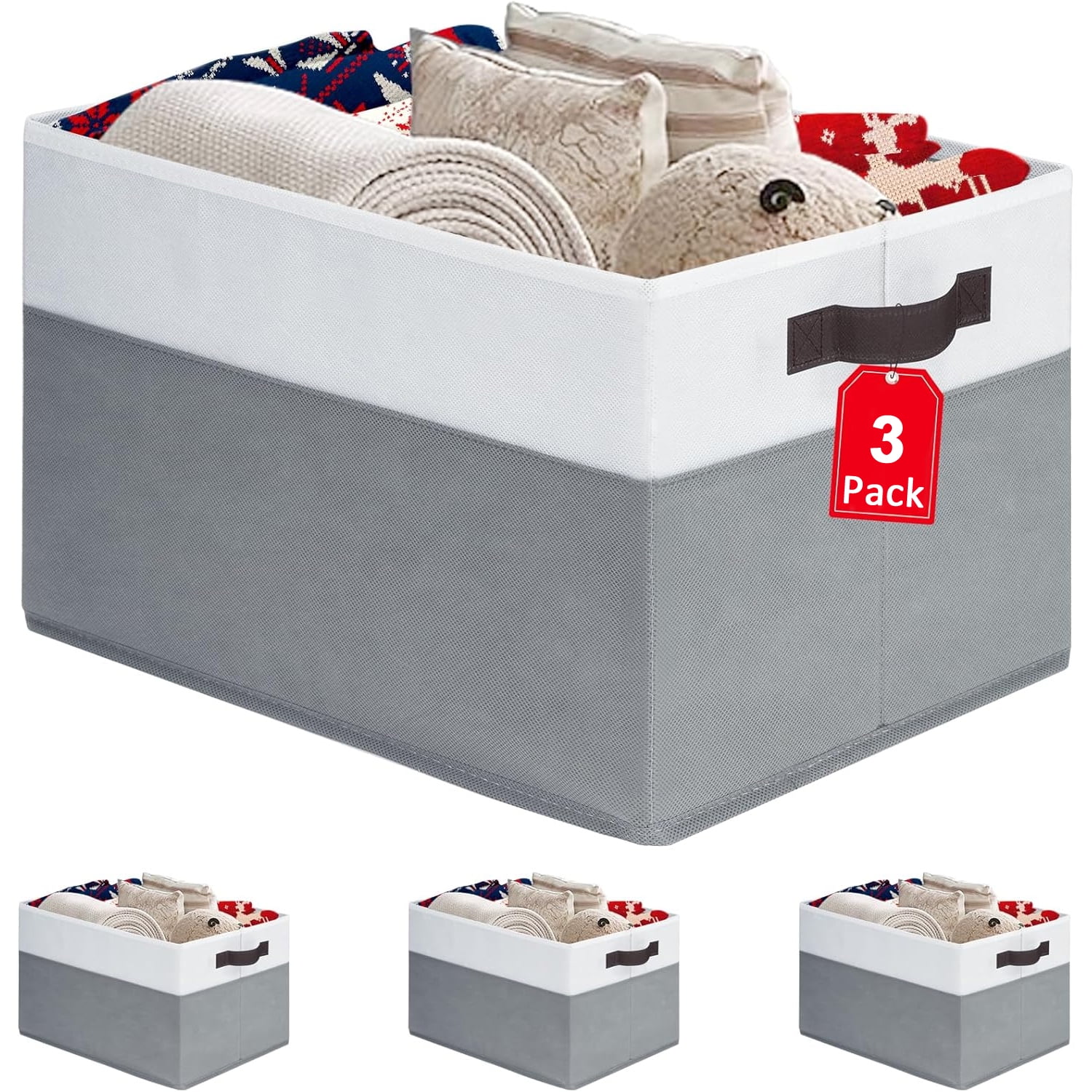 FOUKUS Fabric Collapsible Storage Bins: 50L Cube Organizer Bins with ...