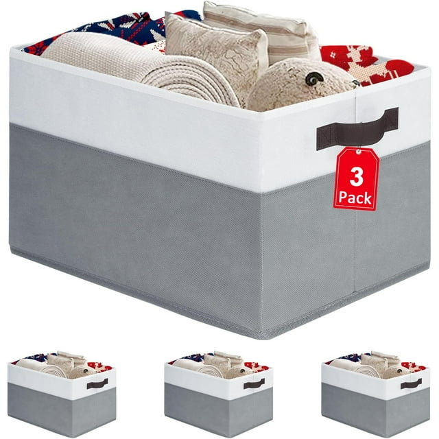 FOUKUS Fabric Collapsible Storage Bins: 50L Cube Organizer Bins with ...