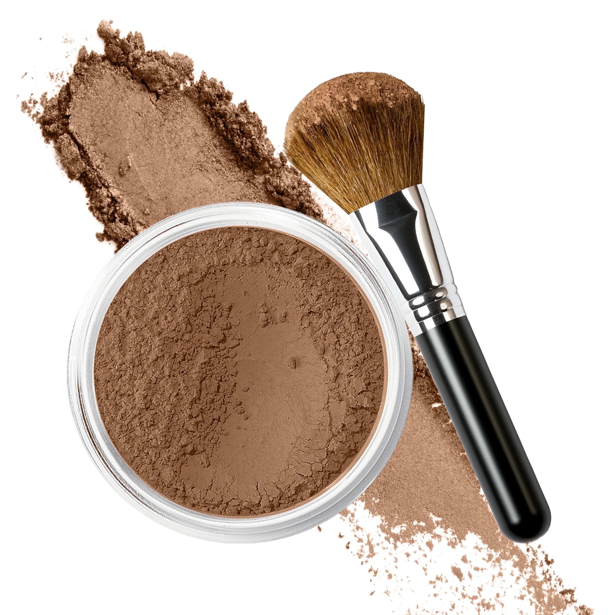FOUNDATION with FLAWLESS FACE BRUSH Mineral Makeup (COCOA) Matte ...