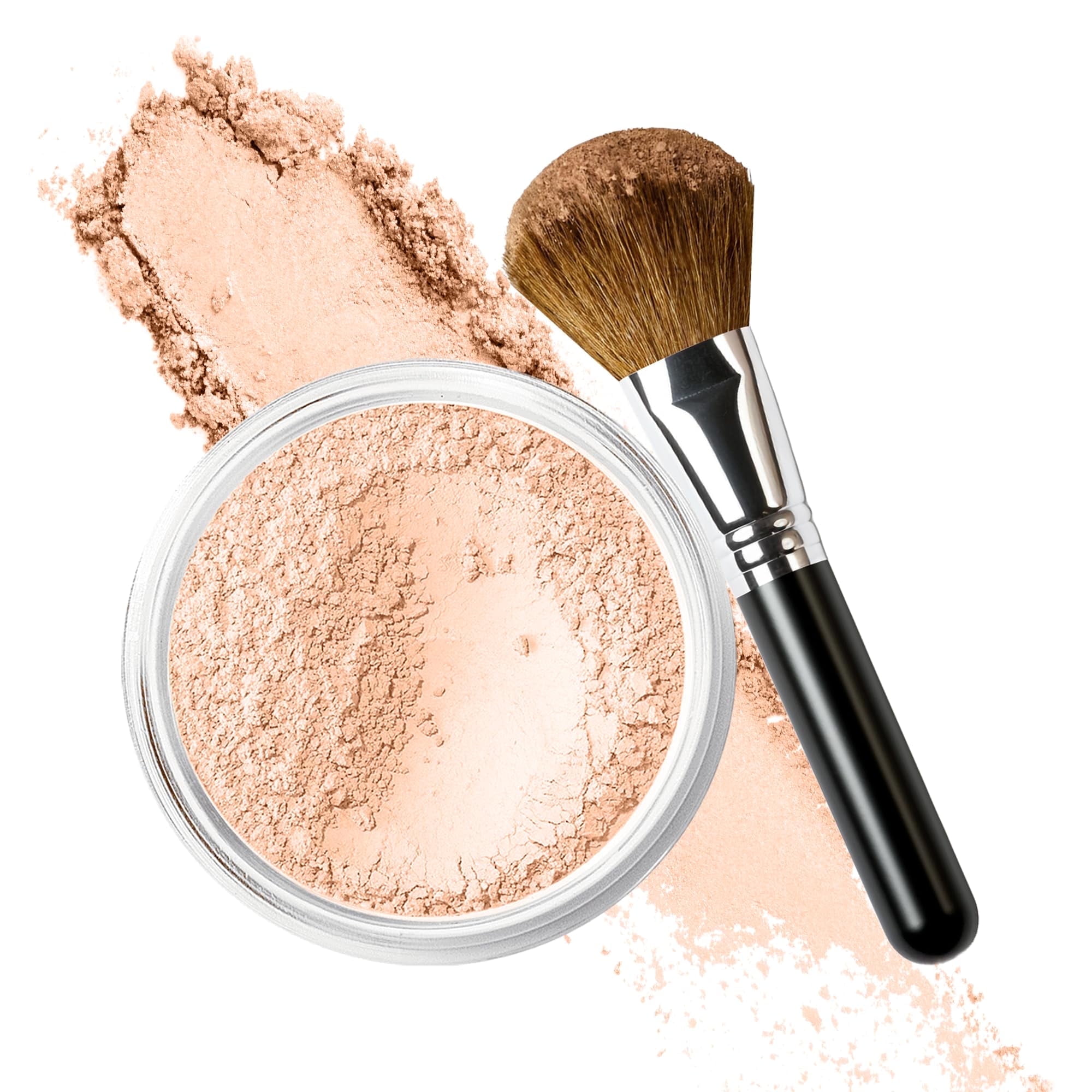 FOUNDATION with FLAWLESS FACE BRUSH Mineral Makeup (PINK BISQUE) Matte ...