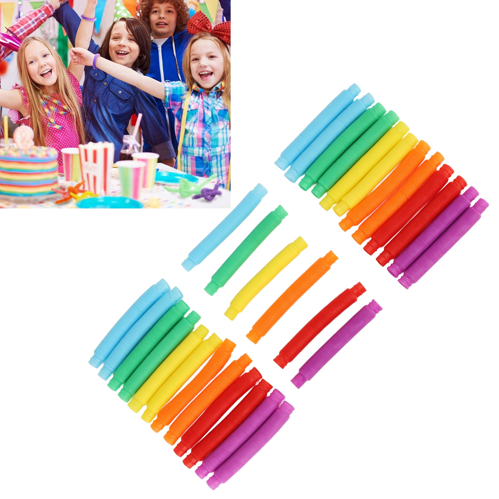FOUNDLDF 30 Pcs Pop Tubes , 17mm Stretchable Bendable Pull Tube Toy ...