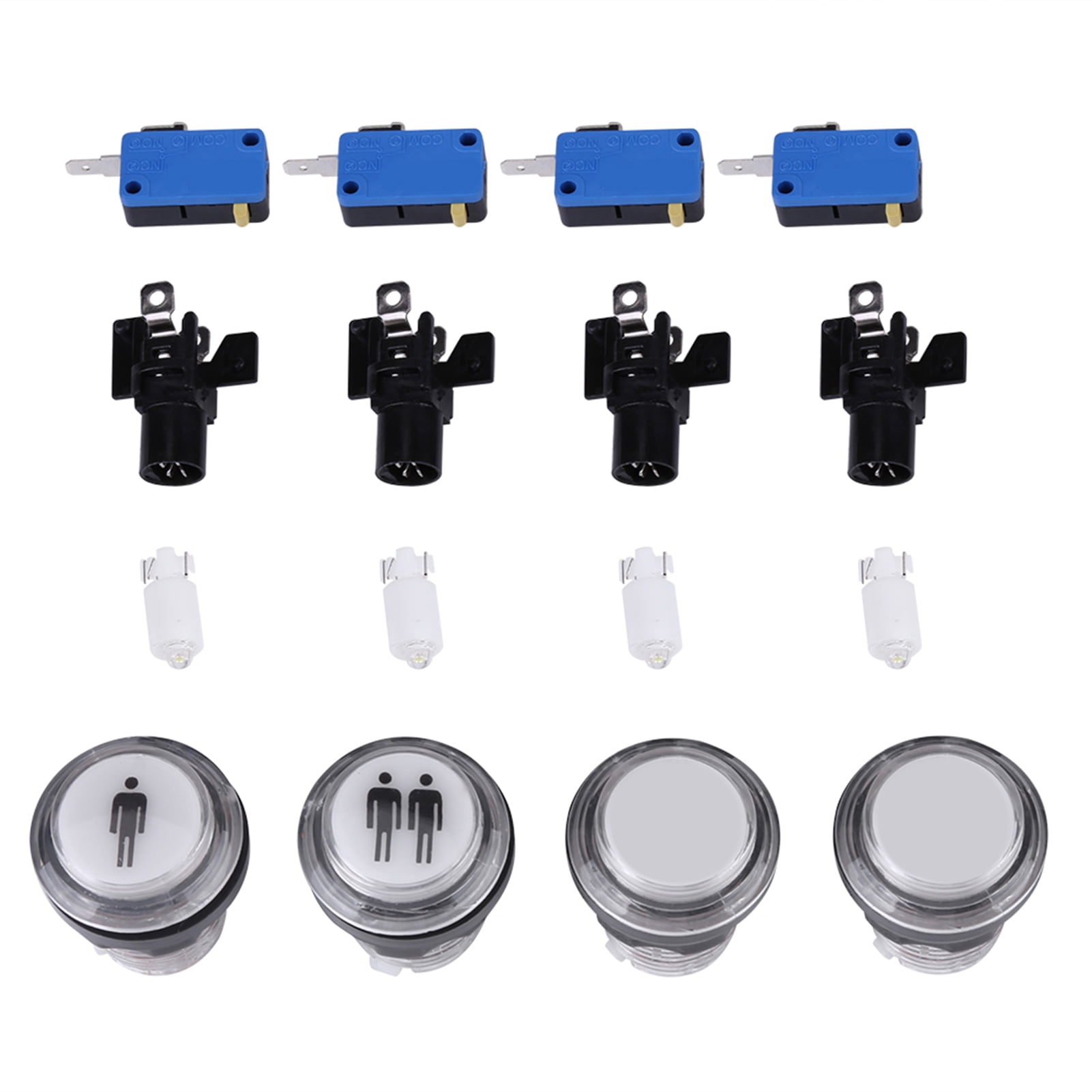 FOUNDLDF 4 x LED Start Push Button Kit Part 1 Player 2 Player LED Coin ...
