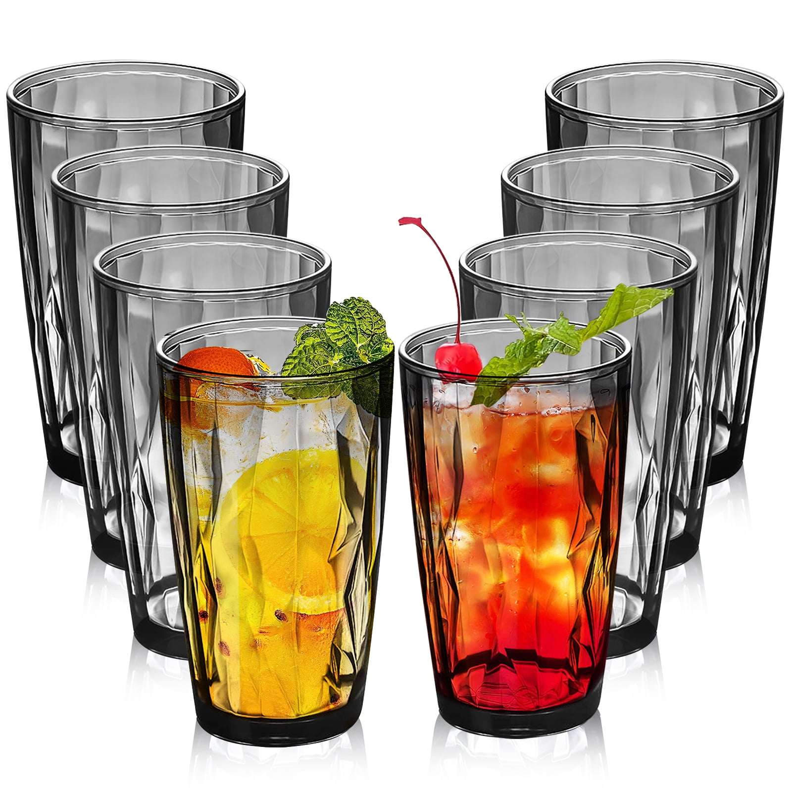 FOUNDLDF 8PCS 470ml Plastic Tumblers, Reusable Drinking Cups, Stackable ...