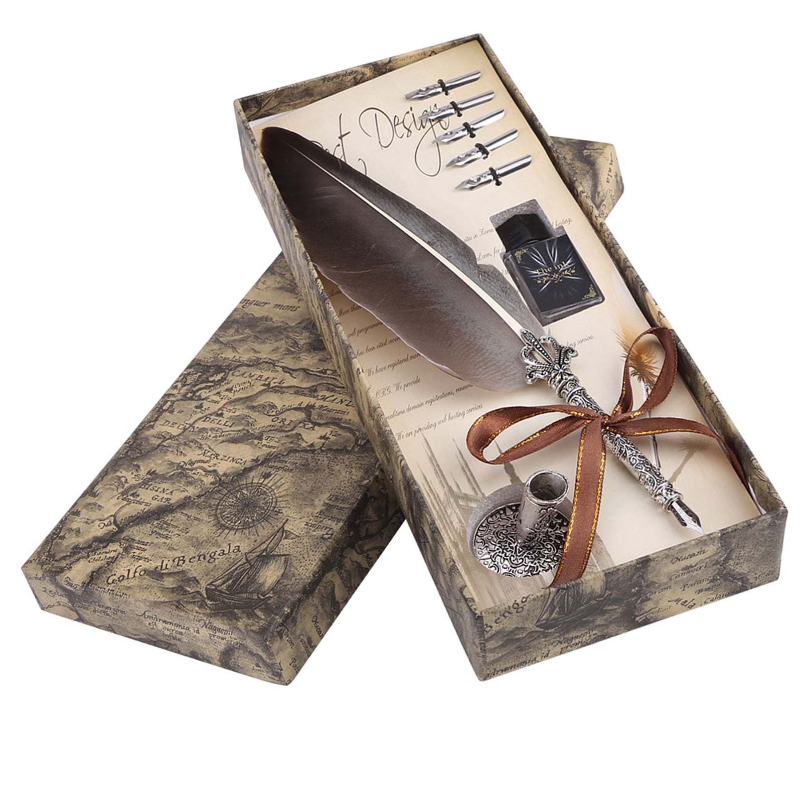 FOUNDLDF Feather Dip Pen,English Calligraphy Feather Dip Quill Pen ...