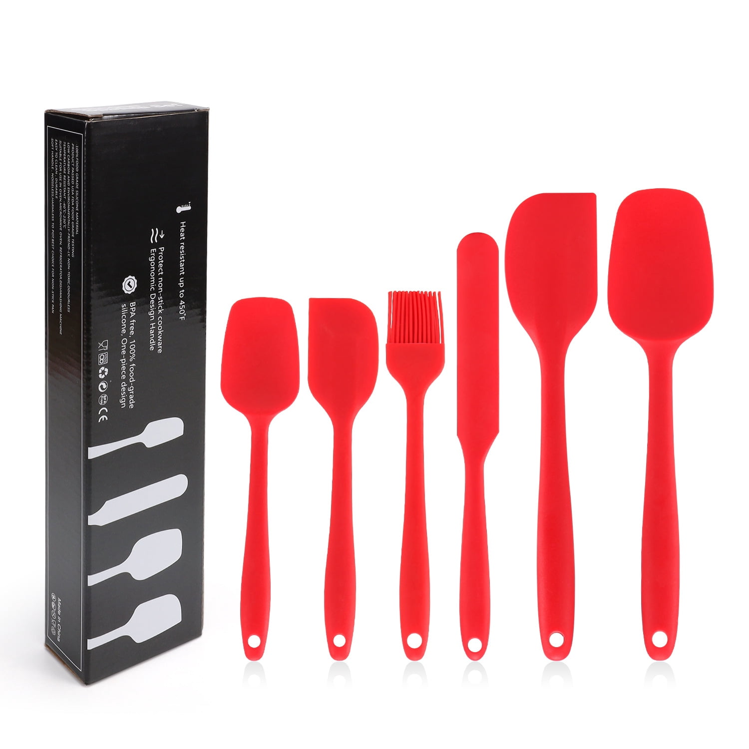 FOUNDLDF Silicone Spatula Set 6 Packs Food Grade Kitchen Utensils with ...